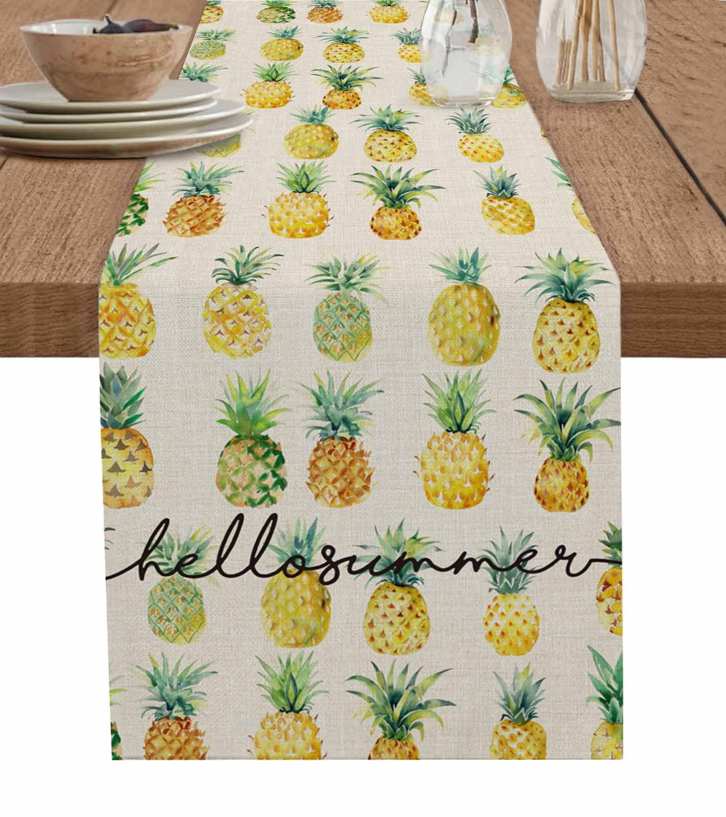 Ldtrchee Hello Summer Table Runner 72 Inches, Summer Yellow Fruits ...