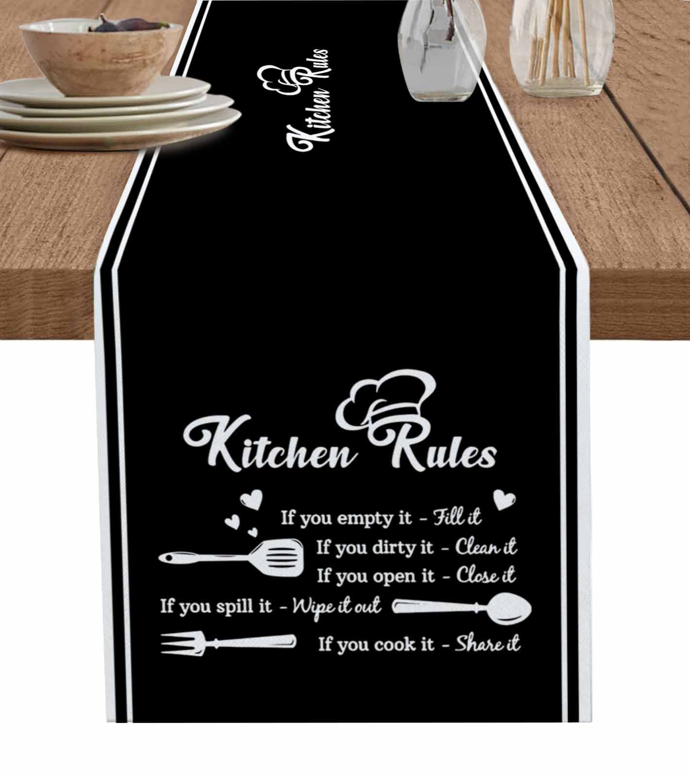 Ldtrchee Kitchen Supplies Table Runner 72 Inches, Black White Chef Hat ...
