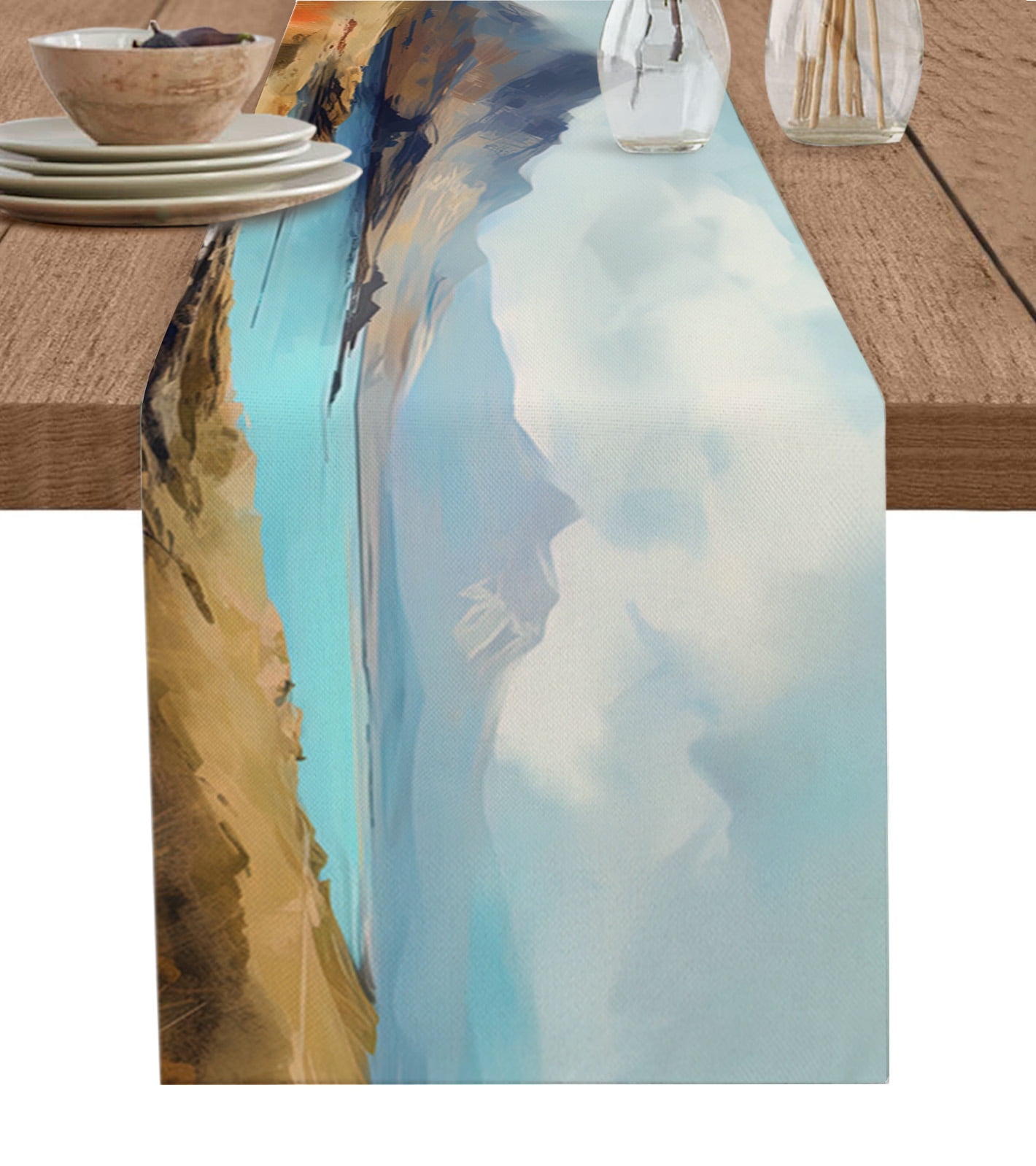 Ldtrchee Mountain Table Runner 72 Inches, Modern Landscape Oil Painting ...