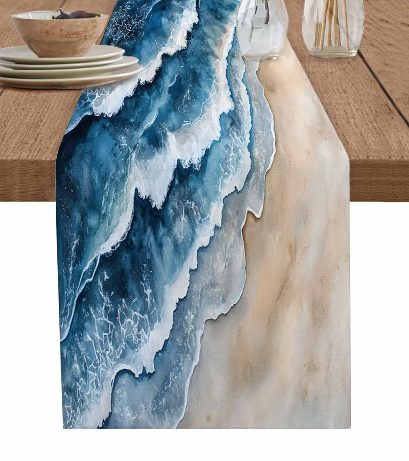 Ldtrchee Navy Blue Beach Coastal Table Runner 72 Inches, Summer ...