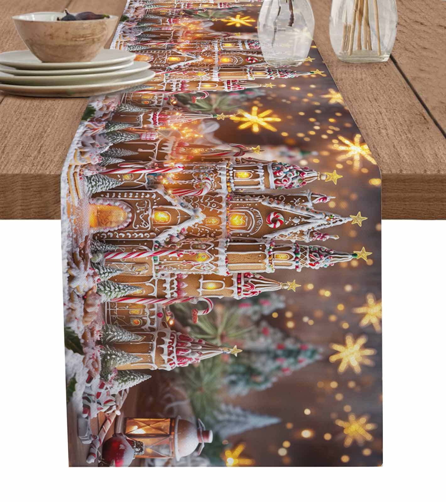 Ldtrchee Pink Blue Christmas Table Runner 36 Inches, Xmas Balls Candy ...