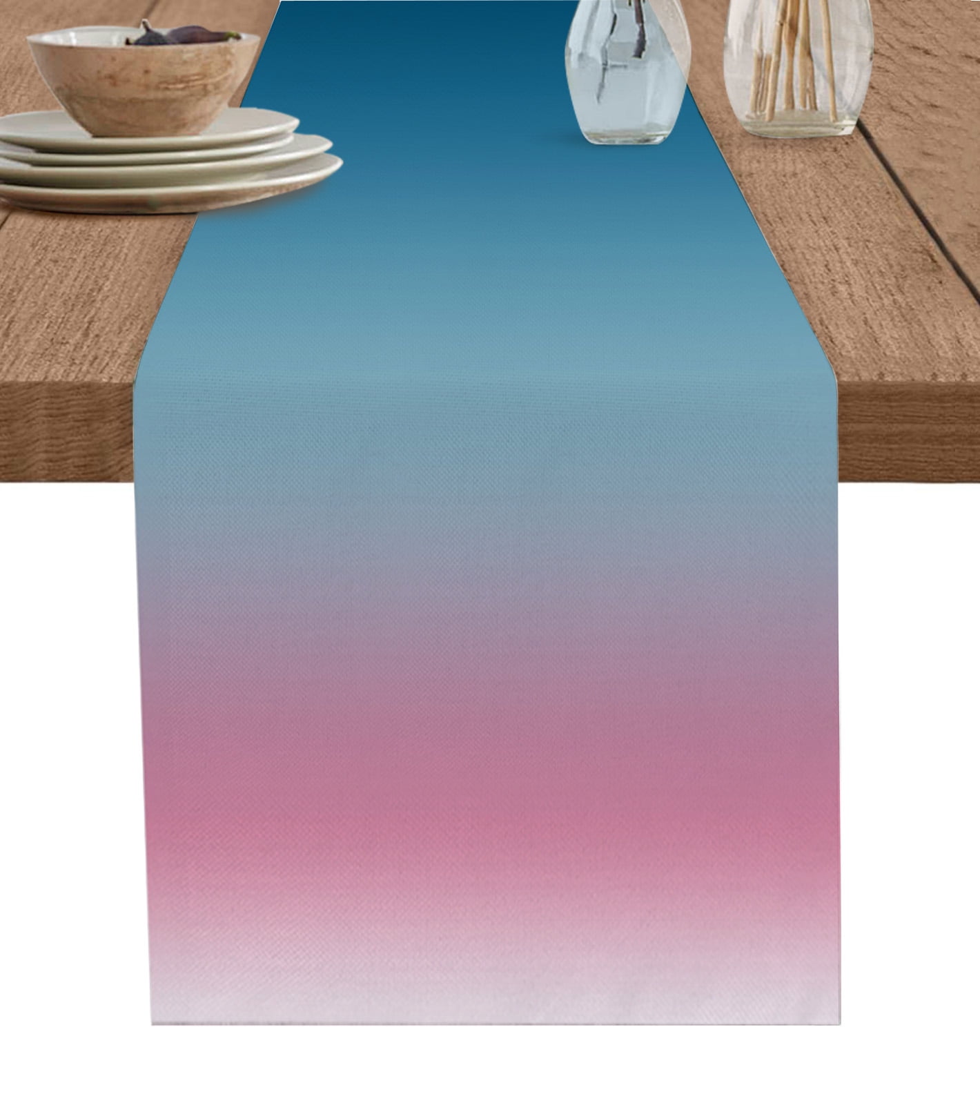 Ldtrchee Pink Blue Ombre Table Runner 120 Inches, Modern Abstract Art ...