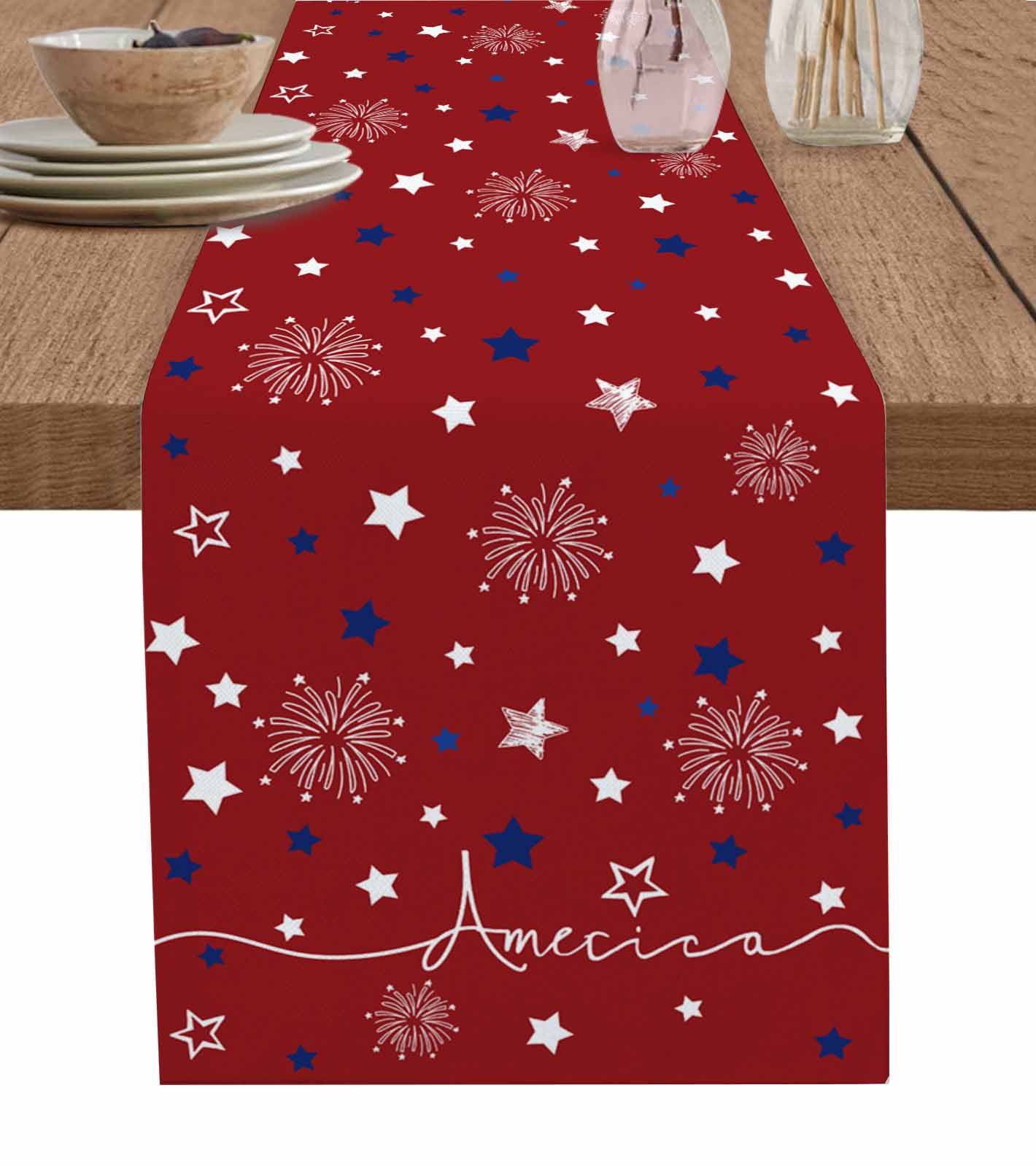 Ldtrchee Red 4th of July Table Runner 60 Inches, Independence Day Blue ...