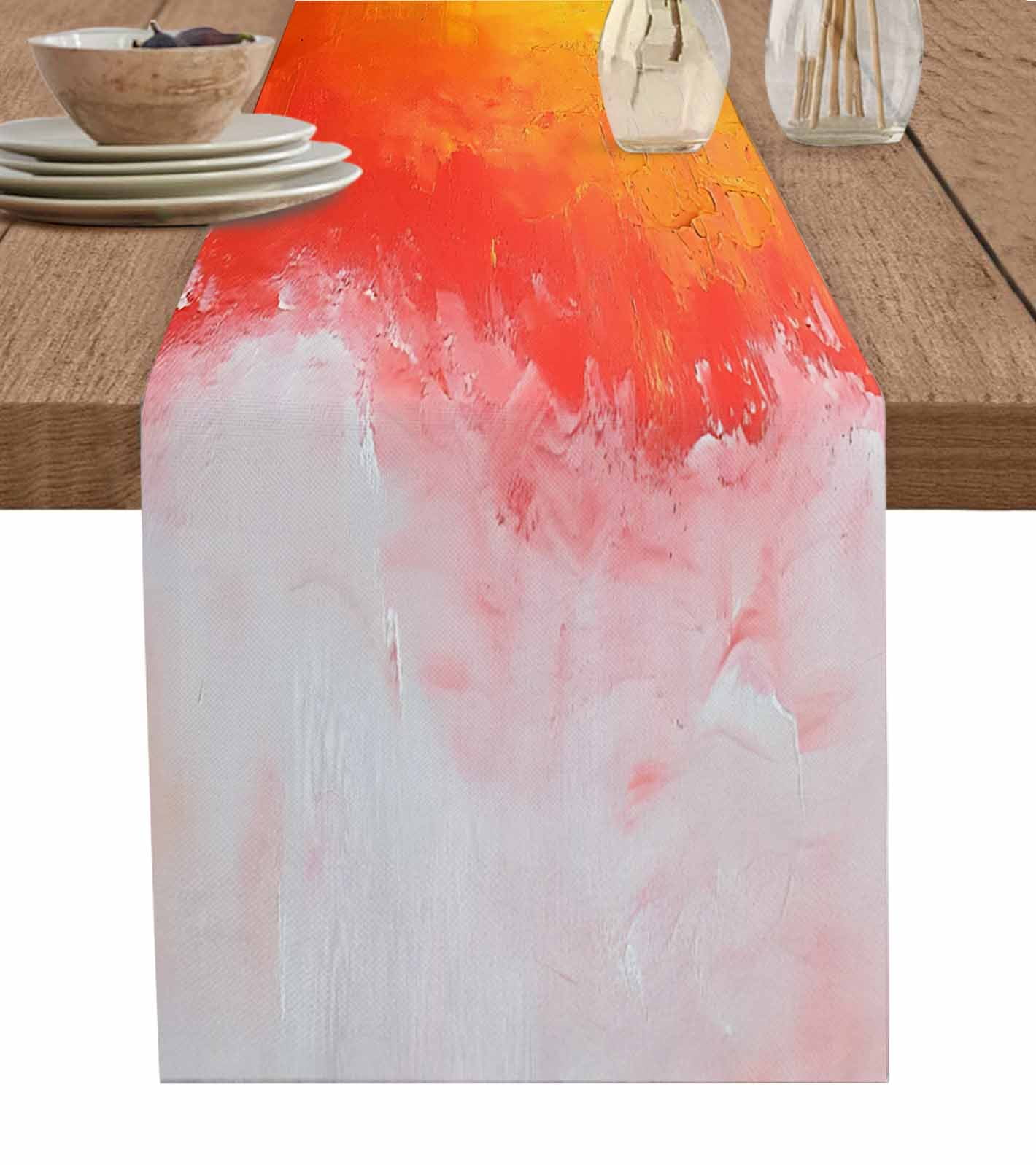 Ldtrchee Red Yellow Table Runner 90 Inches, Modern Oil Painting Color ...