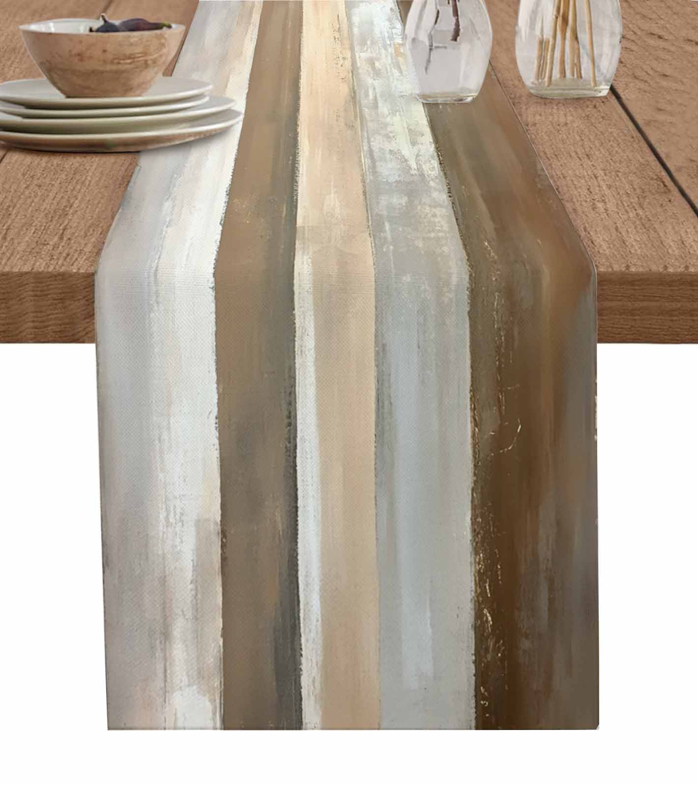 Ldtrchee Rustic Wood Barn Table Runner 108 Inches, Brown Watercolor ...