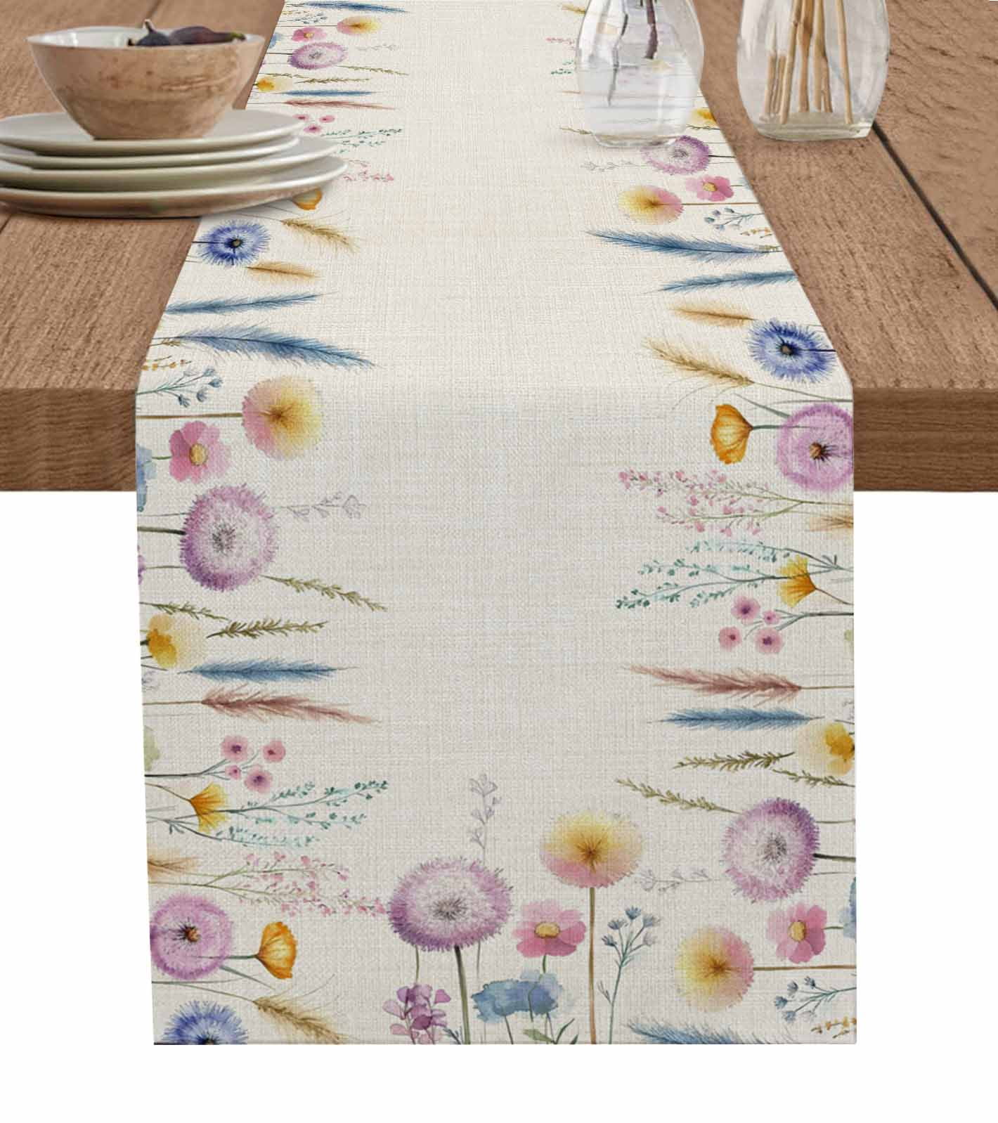 Ldtrchee Spring Floral Table Runner 90 Inches, Summer Wild Flower ...
