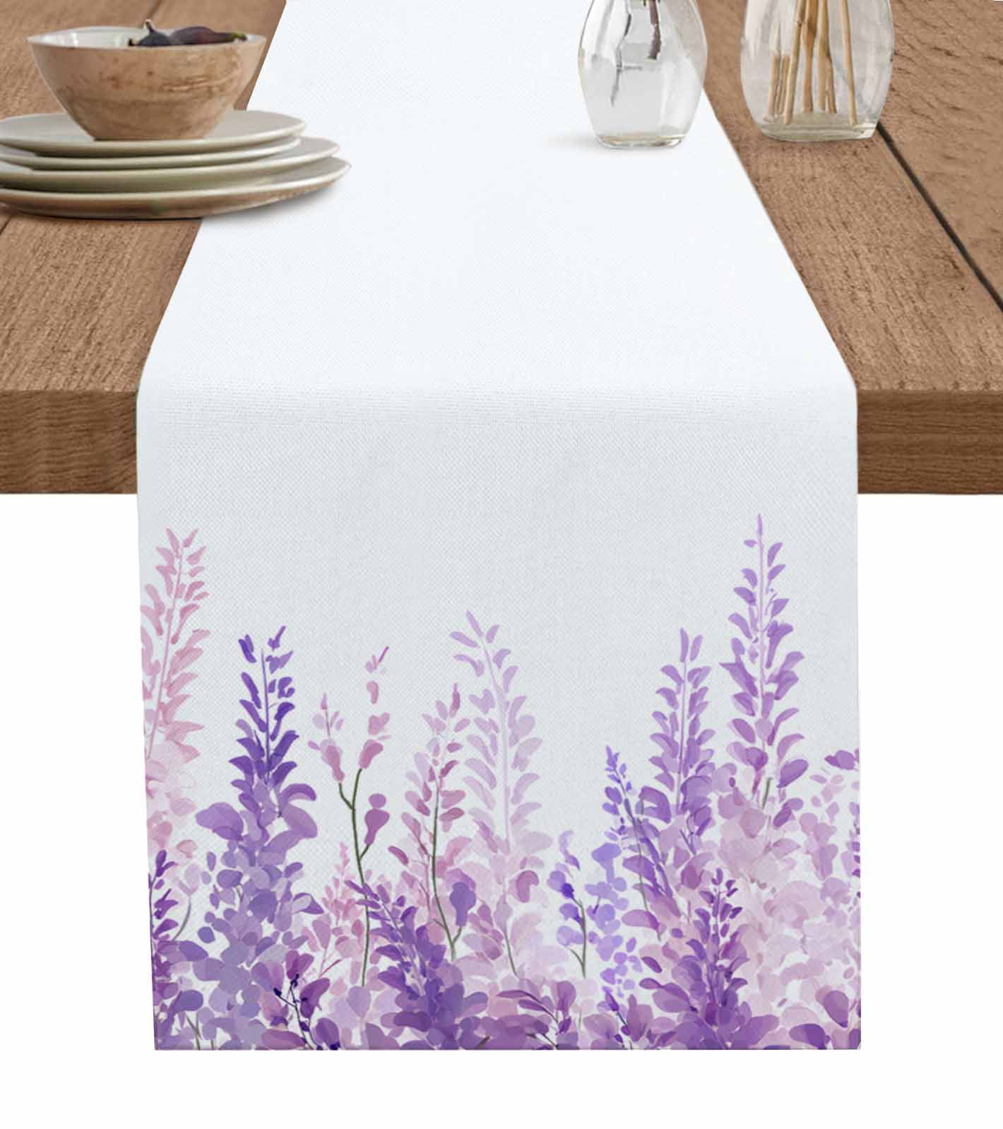 Ldtrchee Spring Flowers Table Runner 90 Inches, Purple Lavender Floral ...