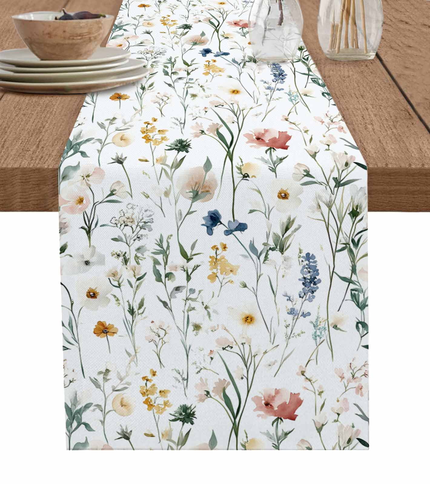 Ldtrchee Spring Summer Flowers Table Runner 70 Inches, Watercolor ...