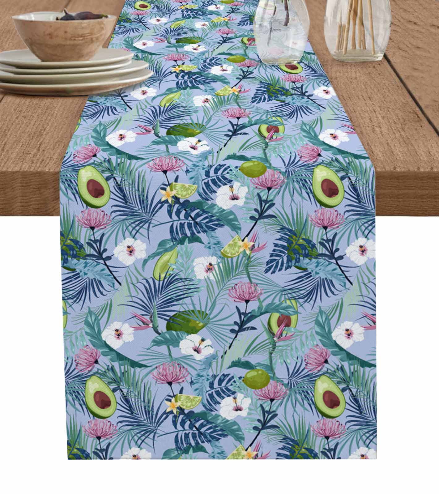 Ldtrchee Summer Botanical Table Runner 70 Inches, Tropical Plants ...