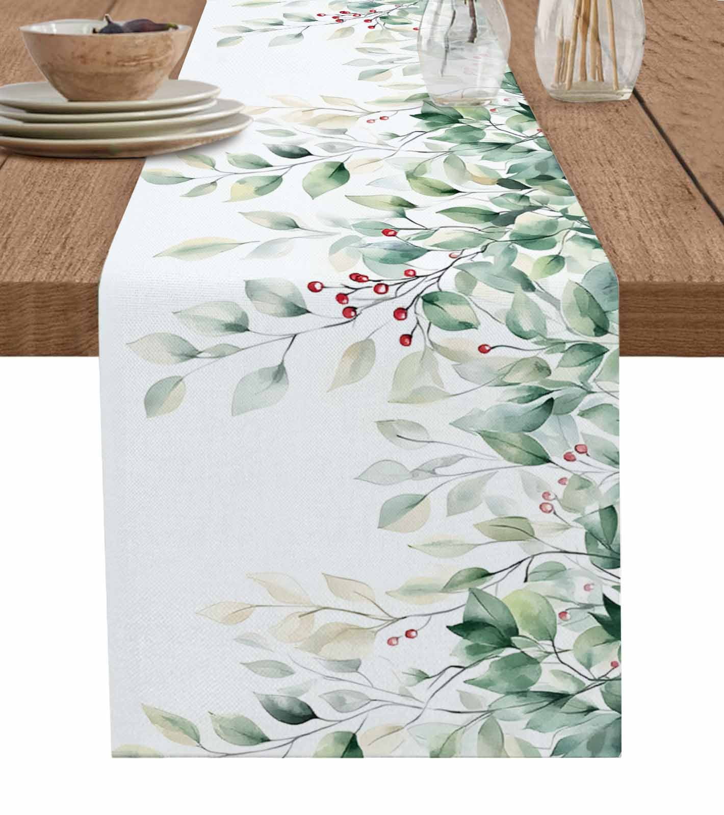 Ldtrchee Summer Eucalyptus Leaves Table Runner 72 Inches, Spring ...
