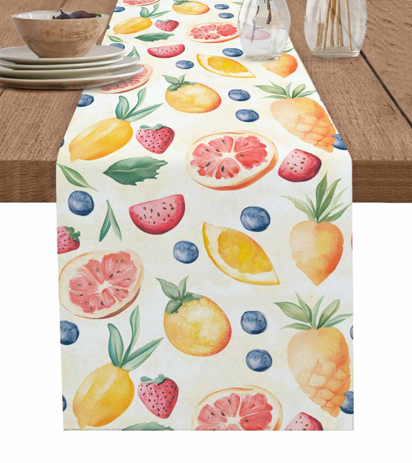 Ldtrchee Summer Fruits Table Runner 48 Inches, Yellow Red Blue ...