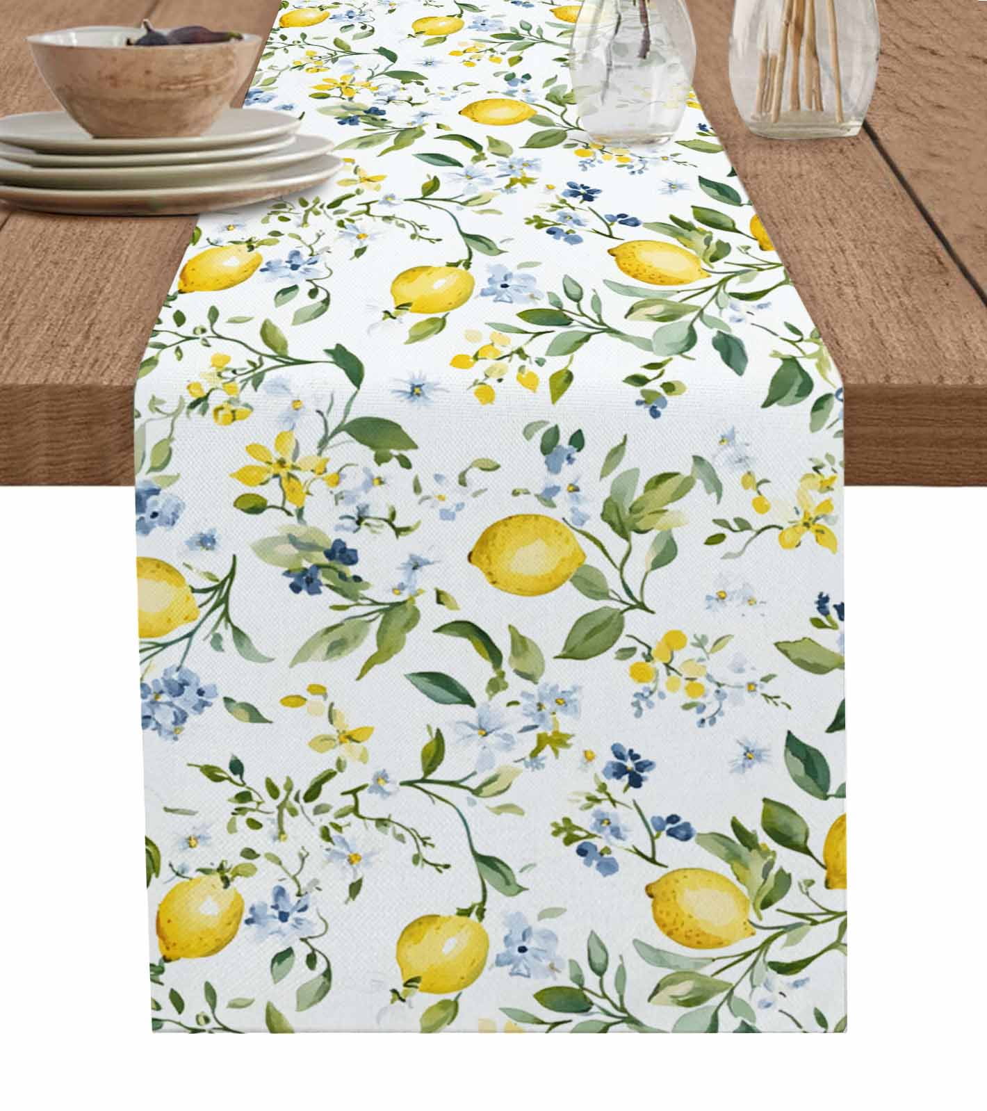 Ldtrchee Summer Lemon Table Runner 120 Inches, Yellow Spring Floral ...