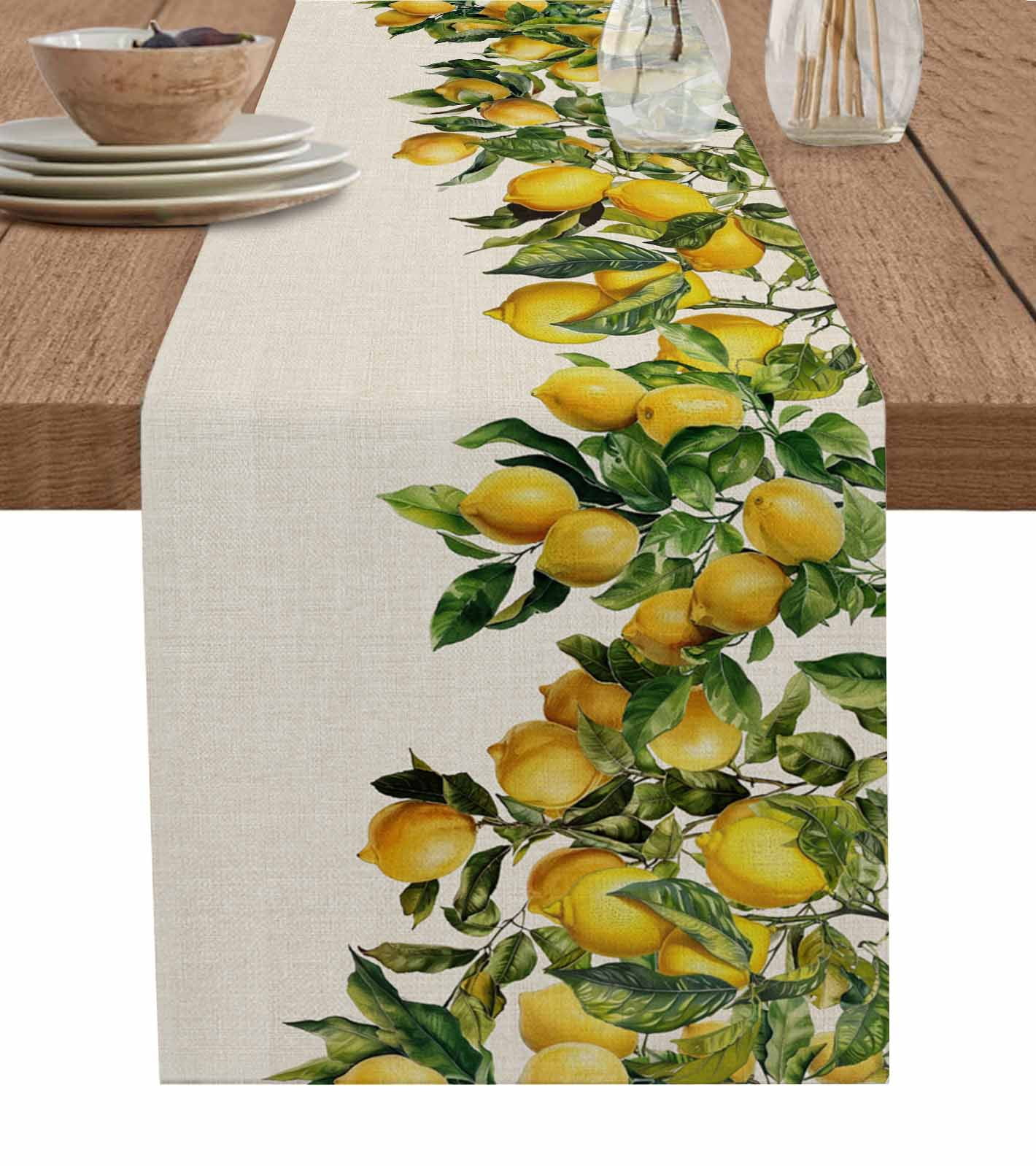 Ldtrchee Summer Lemon Table Runner 72 Inches, Green Botancial Summer ...