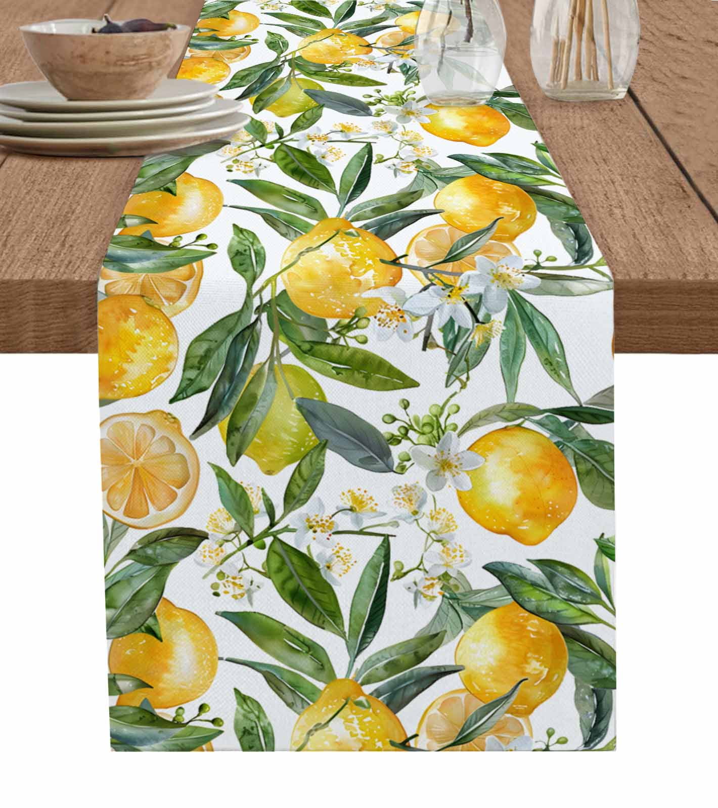 Ldtrchee Summer Lemon Table Runner 72 Inches, Yellow Fruits Spring ...