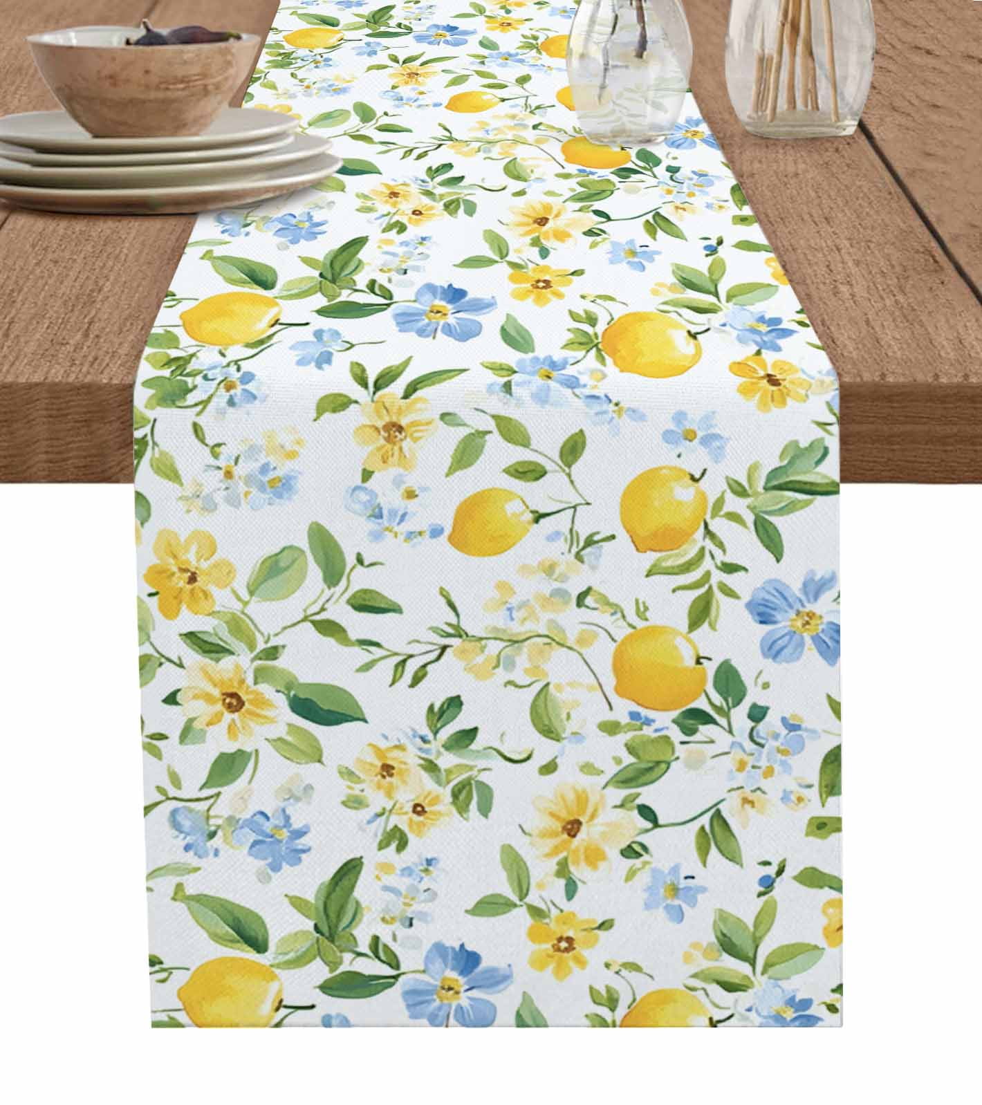 Ldtrchee Summer Lemon Table Runner 90 Inches, Spring Floral Yellow ...