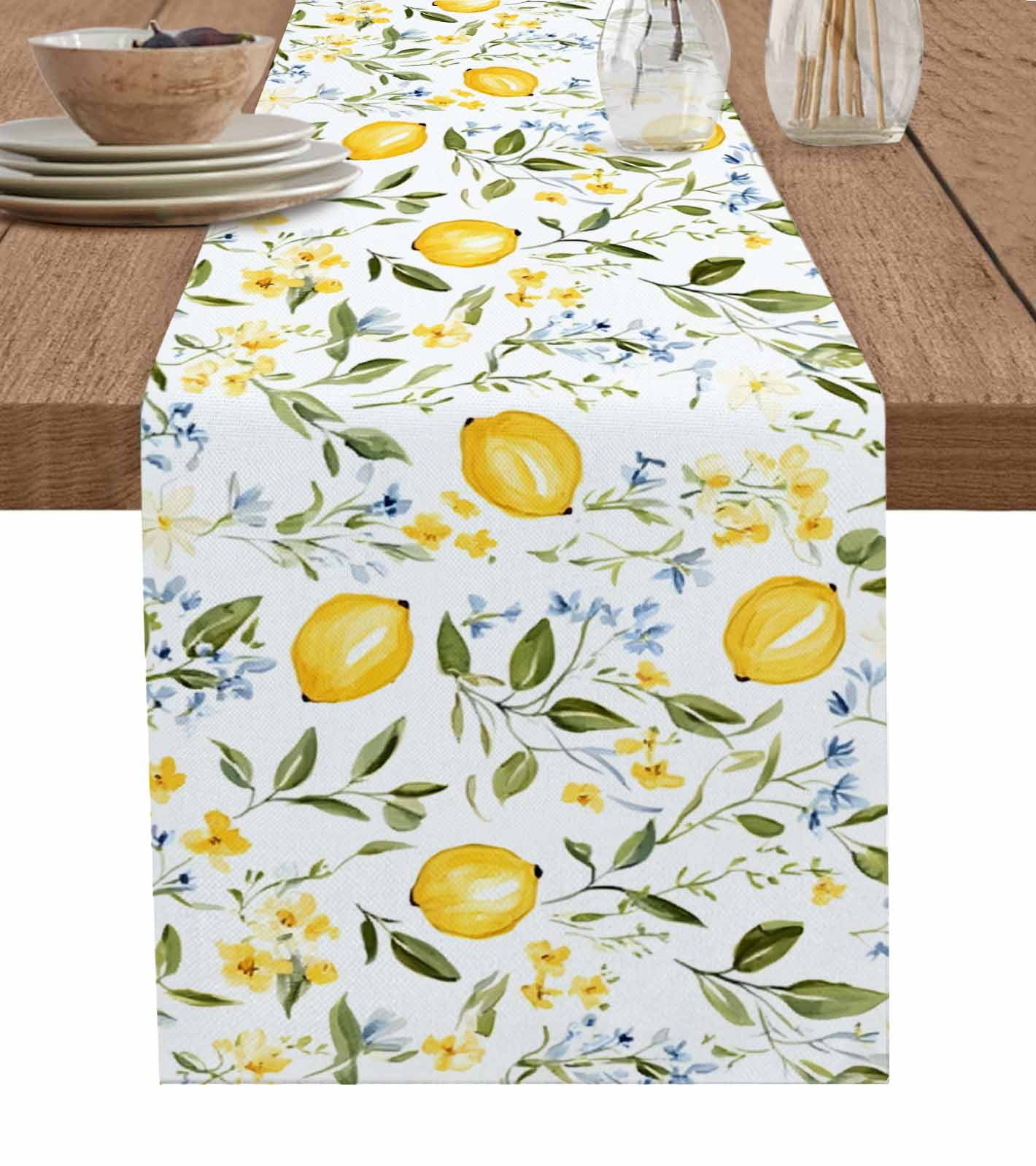 Ldtrchee Summer Lemon Table Runner 90 Inches, Yellow Botanical Spring ...