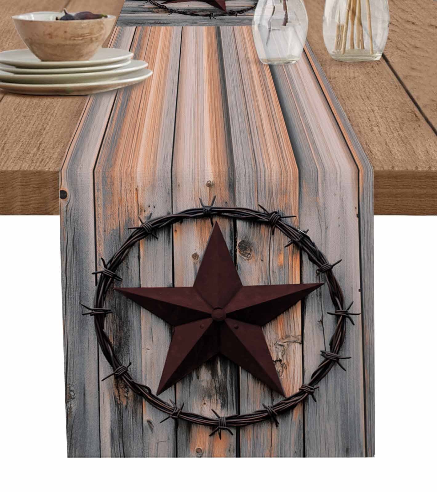 Ldtrchee Texas Star Brown Table Runner 72 Inches, Farmhouse Country ...