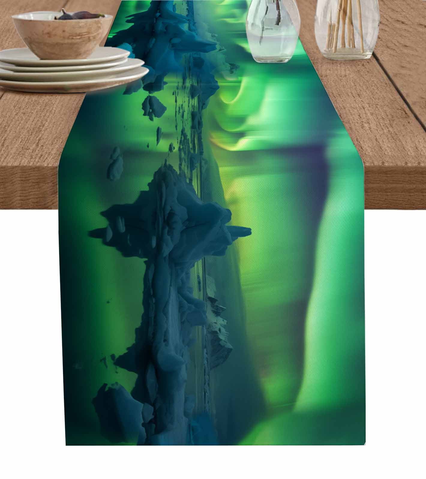 Ldtrchee Turquoise Ombre Table Runner 108 Inches, Teal Aurora Iceland ...
