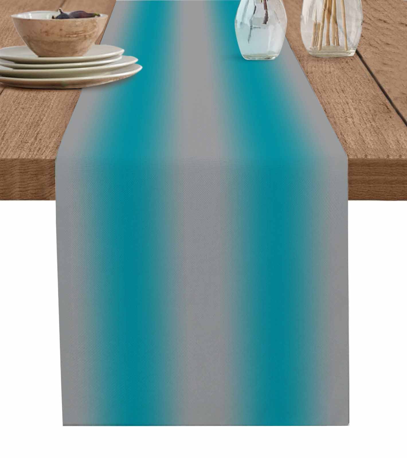 Ldtrchee Turquoise Ombre Table Runner 120 Inches, Grey Modern Art ...