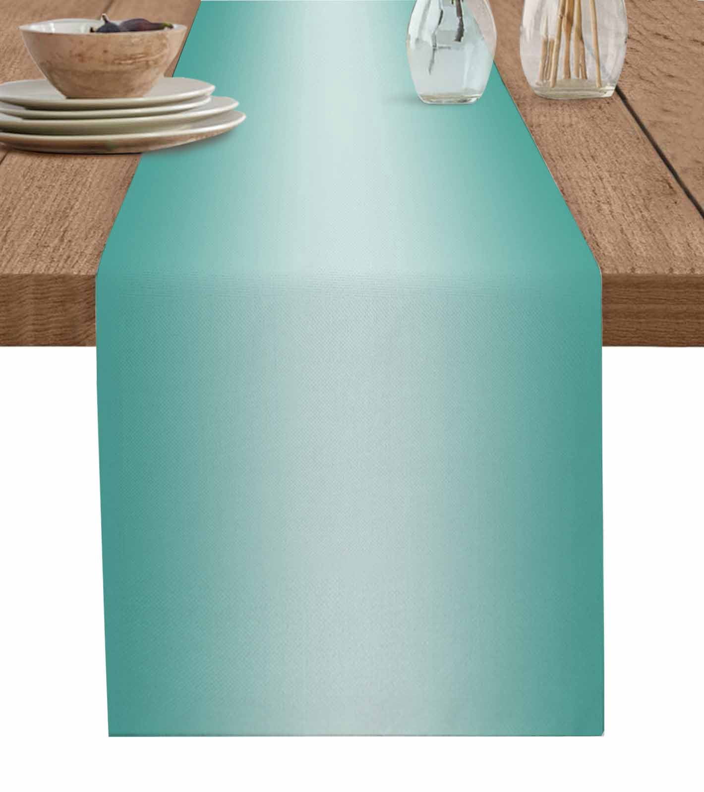 Ldtrchee Turquoise Ombre Table Runner 72 Inches, Modern Gradient ...