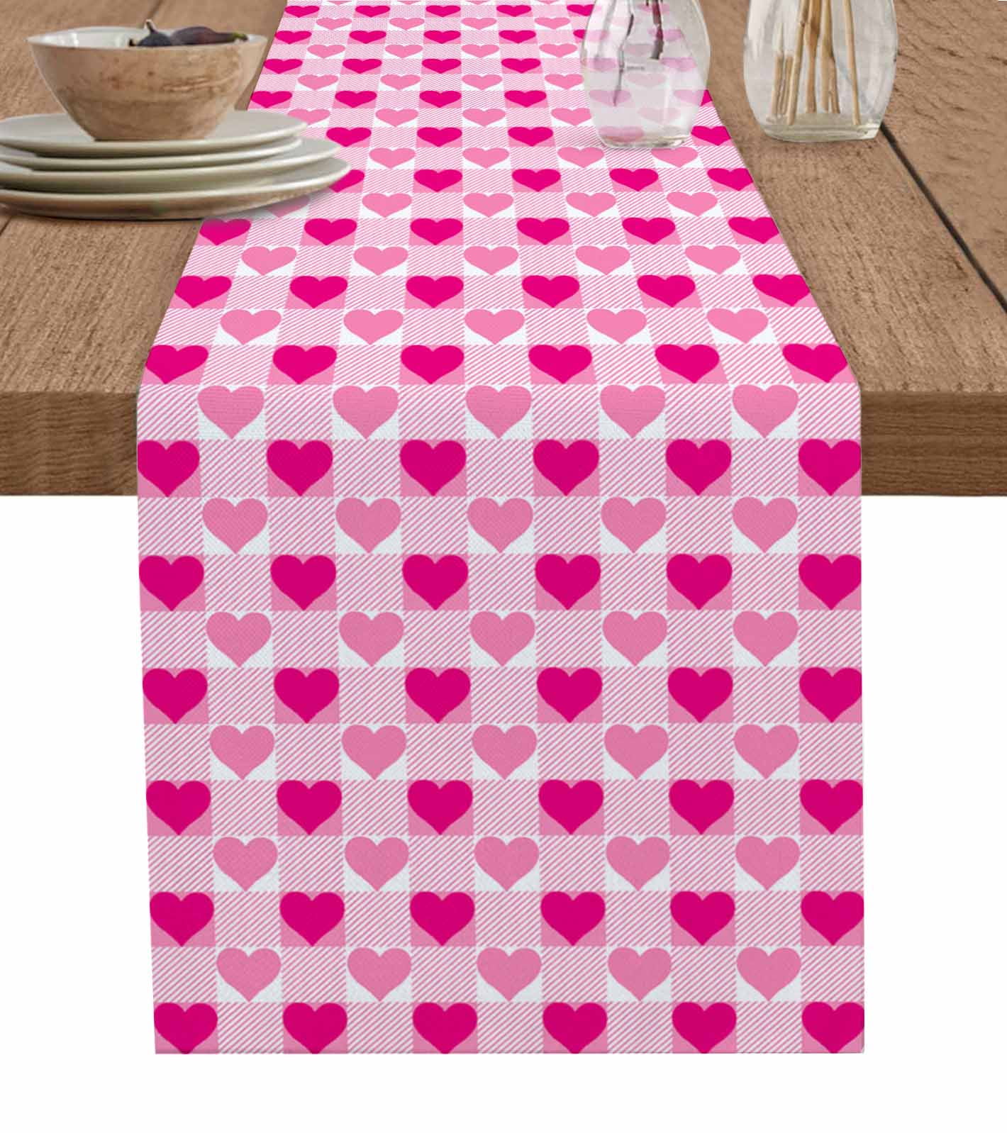 Ldtrchee Valentine Table Runner 120 Inches, Pink Love Heart Farmhouse ...