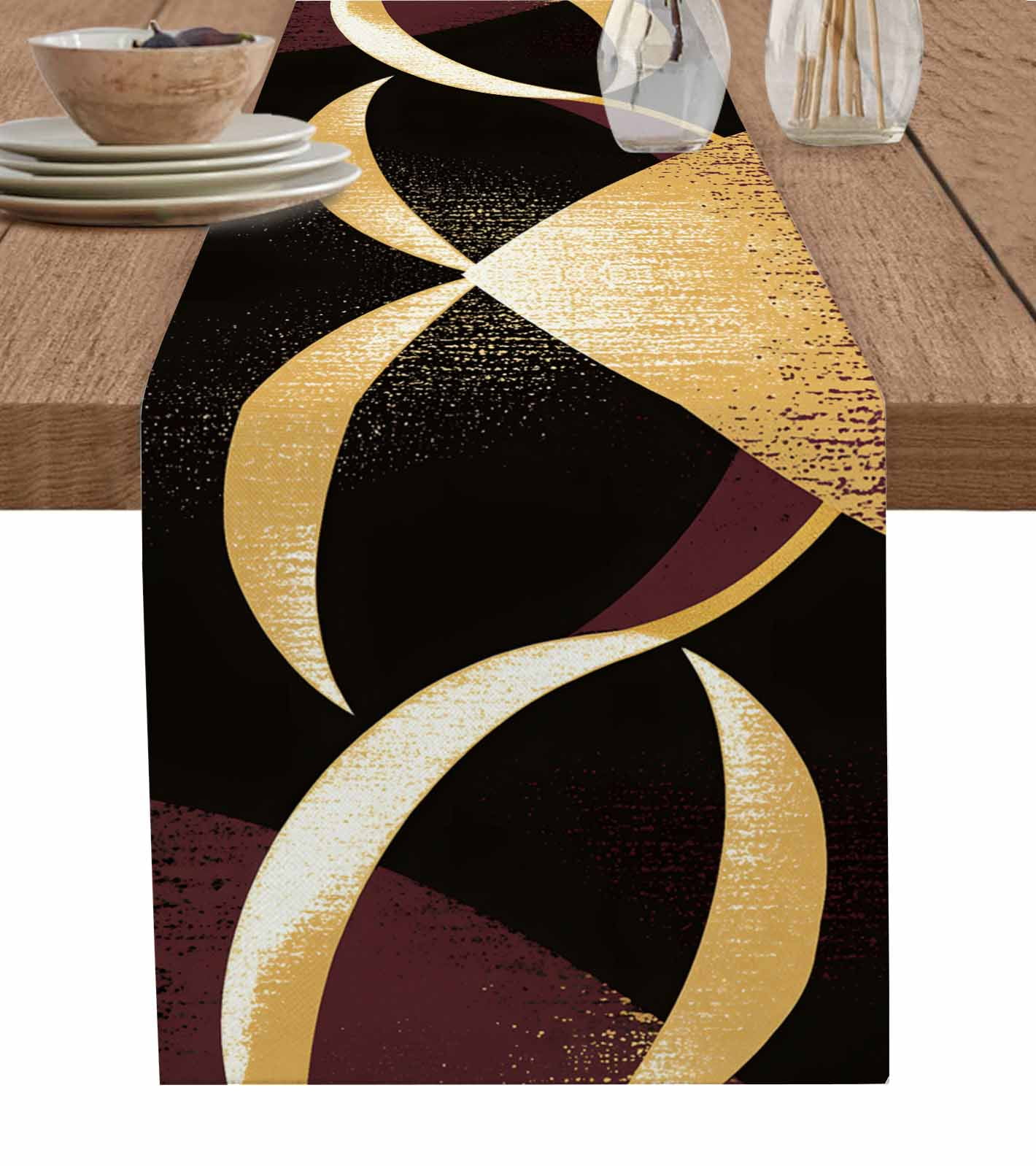 Ldtrchee Yellow Black Red Table Runner 90 Inches, Modern Geometric ...
