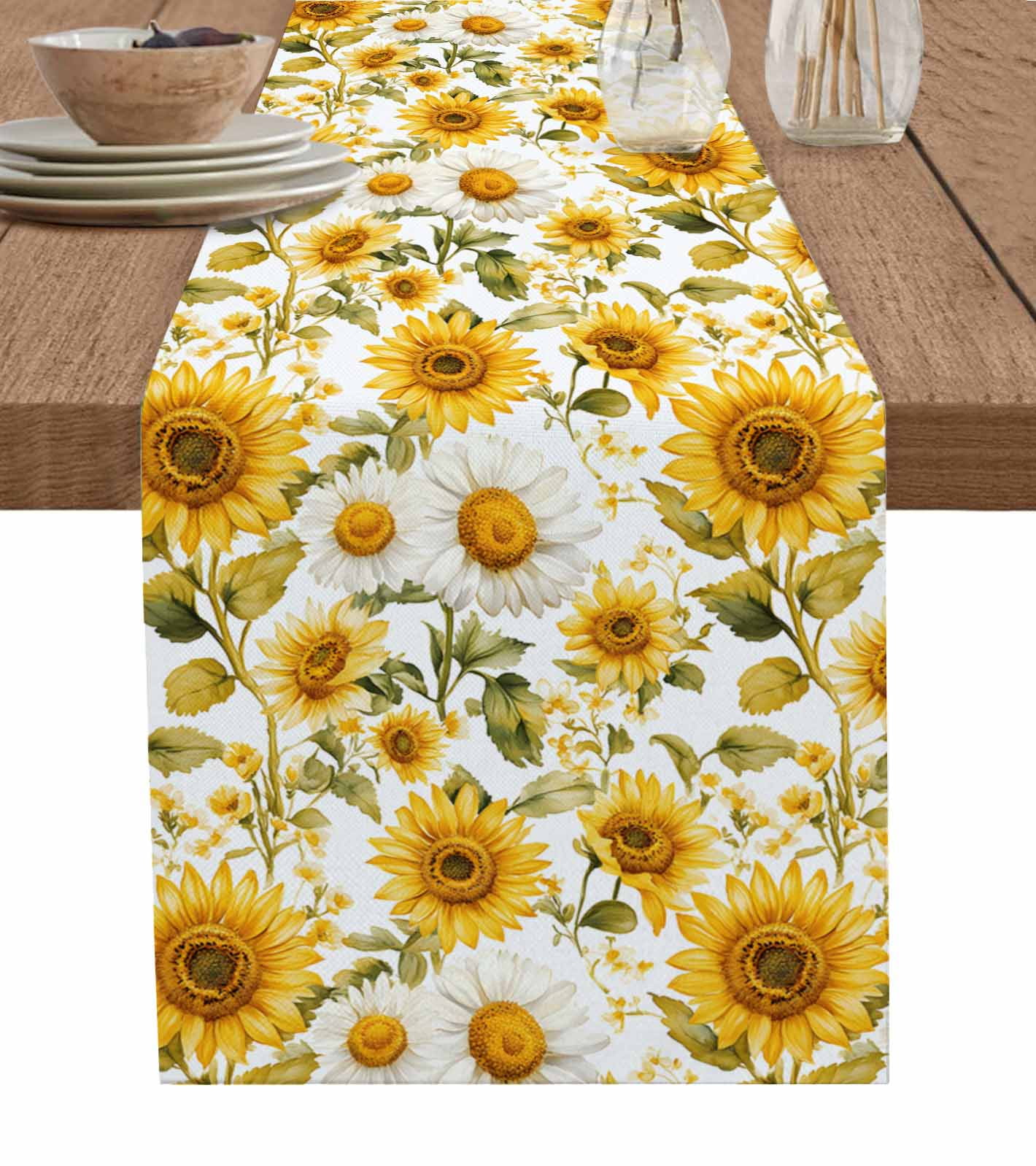 Ldtrchee Yellow Sunflower Table Runner 90 Inches, Spring Summer Floral ...