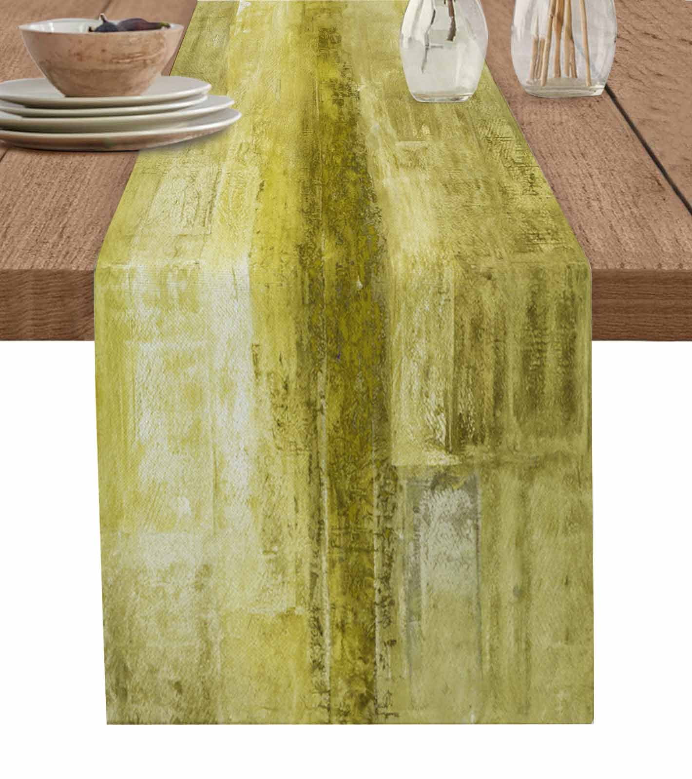 Ldtrchee Yellow Table Runner 60 Inches, Retro Oil Painting Modern ...