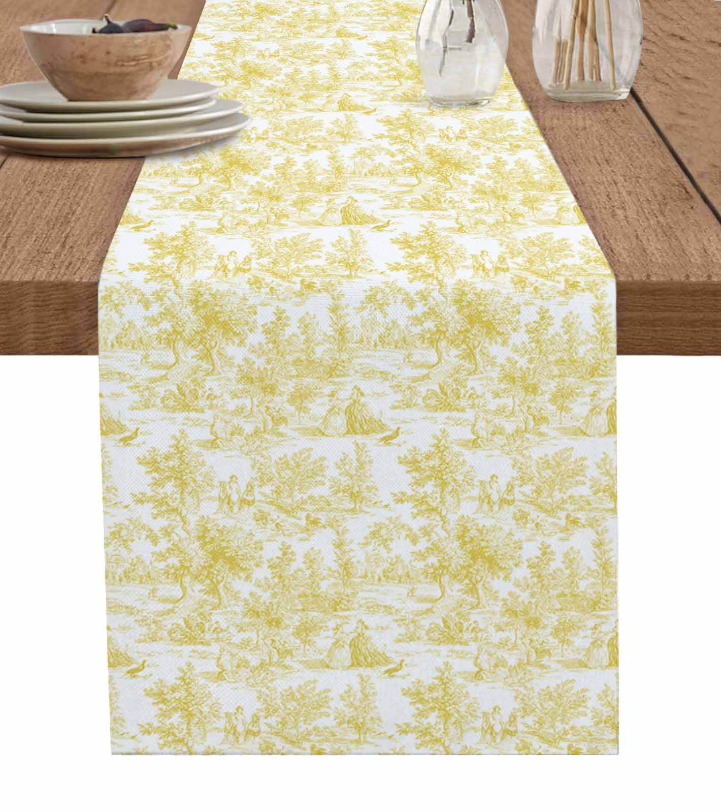 Ldtrchee Yellow Tree Leaf Table Runner 72 Inches, Botanical Solid Plant ...