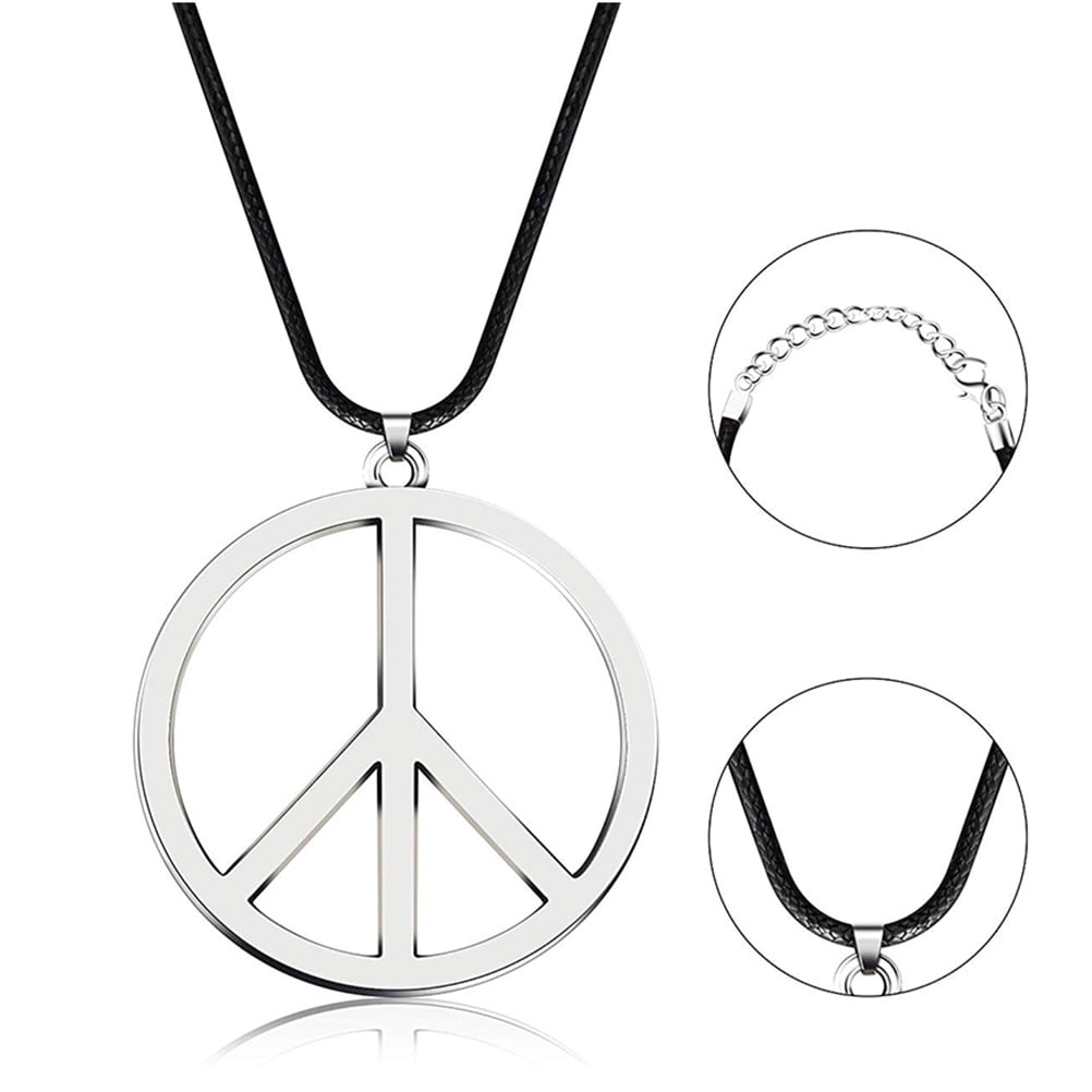 Ldyso Silver Peace Sign Pendant Necklace Jewelry Peace Symbol Necklace ...