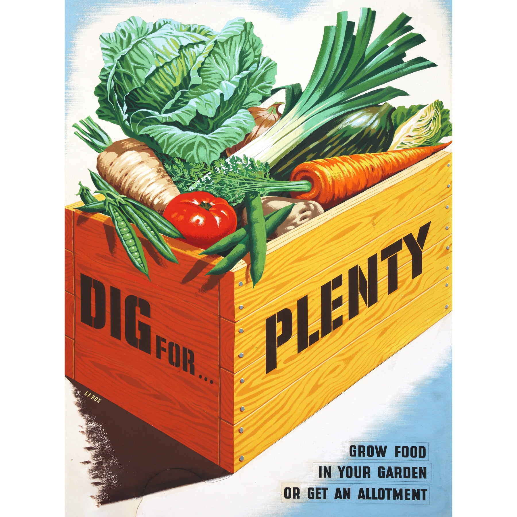 Le Bon Dig Plenty Vegetables UK WWII Food Advert Extra Large Art Print ...