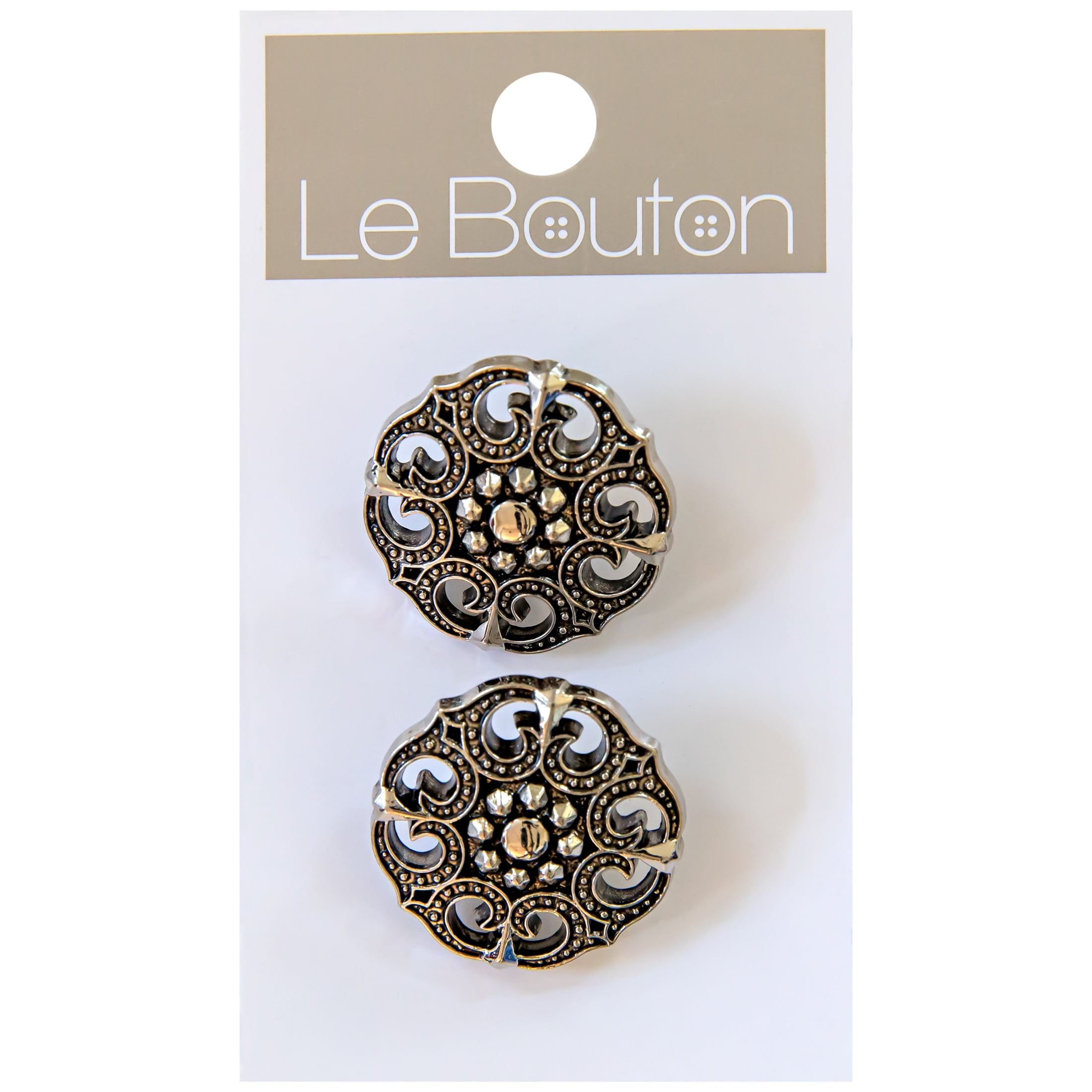 Le Bouton Antique Silver 7/8" Shank Buttons, 2 Pieces, 100% Metalized ...