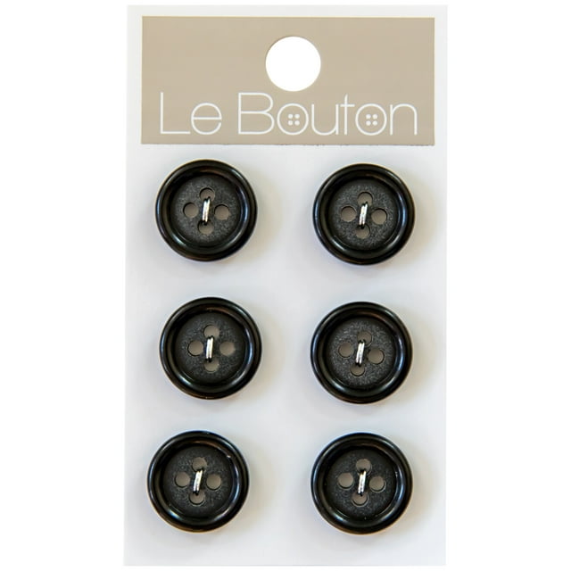 Le Bouton Black 5/8" 4-Hole Buttons, 6 Pieces, 100% Urea - Walmart.com