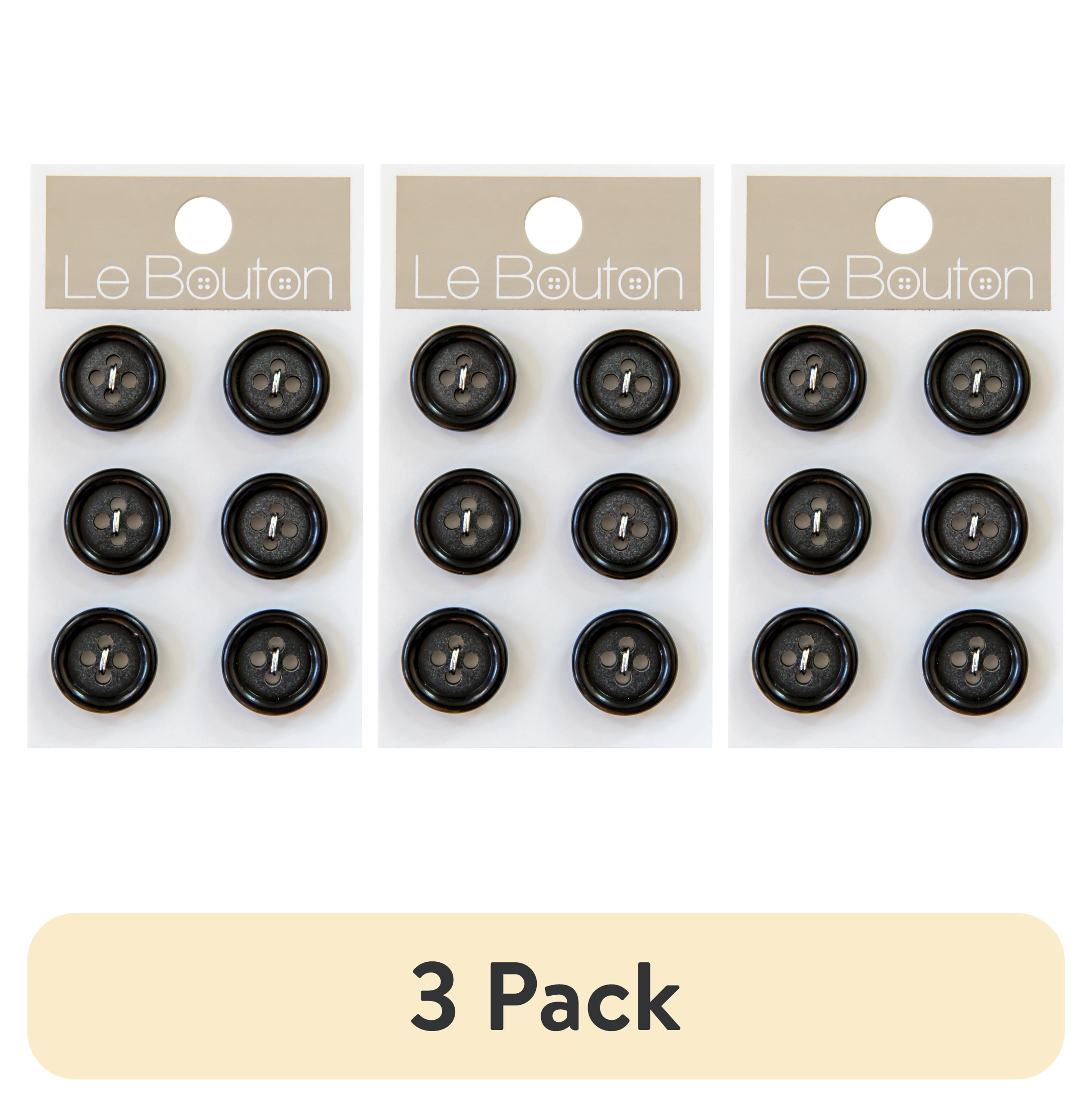 (3 pack) Le Bouton Black 5/8" 4-Hole Buttons, 6 Pieces, 100% Urea ...