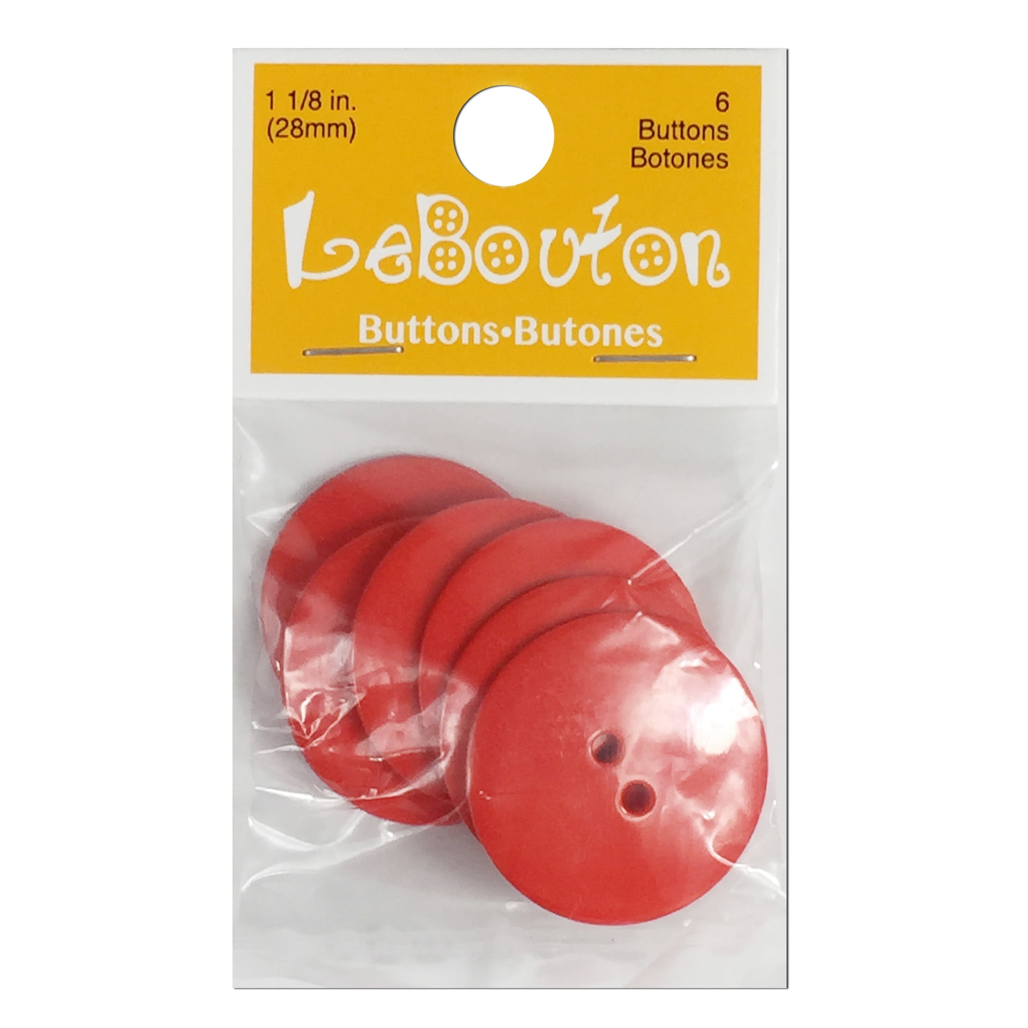 Le Bouton Large Red Buttons, 6-Pack - Walmart.com