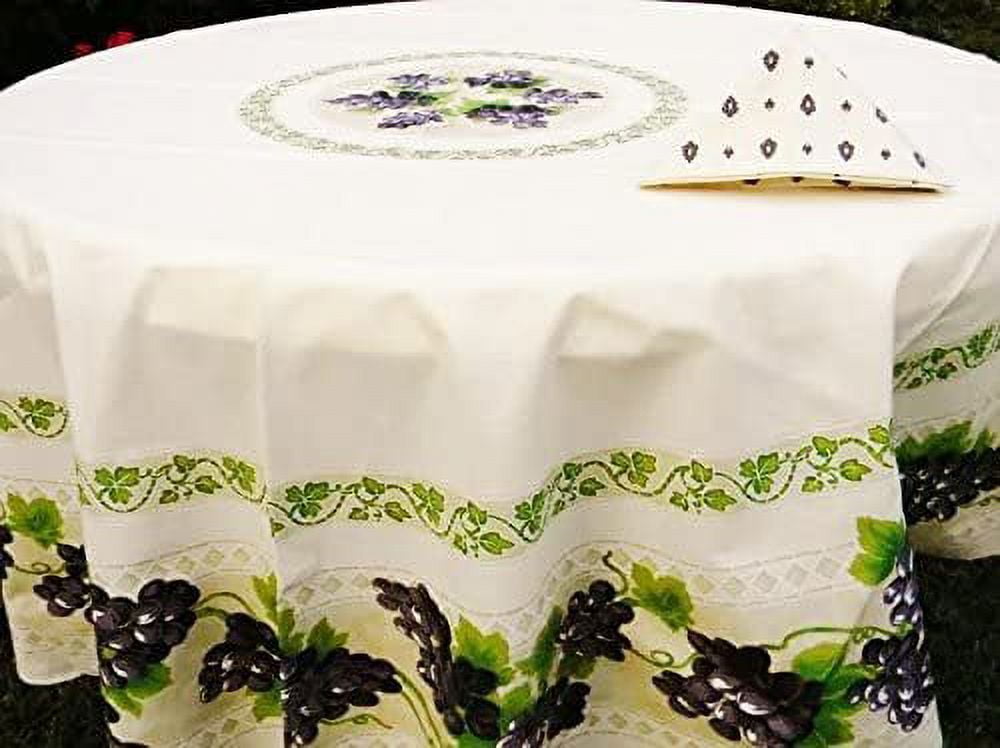 Le Cluny French Provence Tablecloth, 70" Round, Coated Cotton Easy Care ...