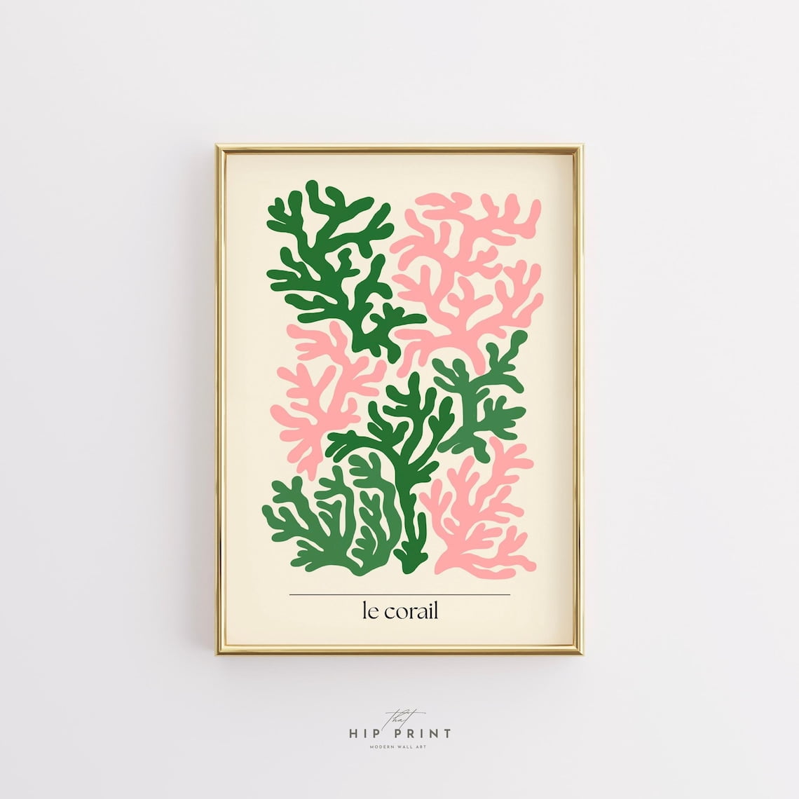 Le Corail Preppy Wall Art, Minimal Coastal Coral Print In Pink And ...