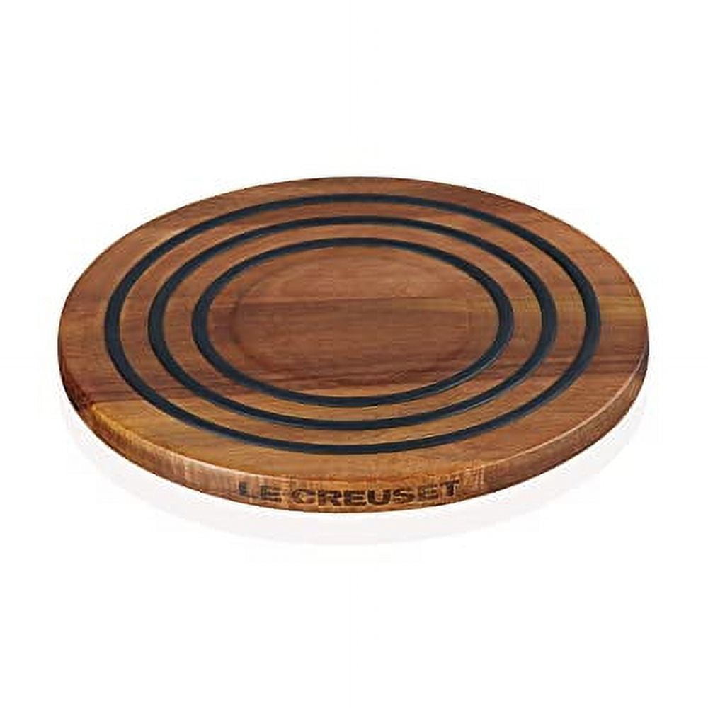 Le Creuset Magnetic Wooden Trivet, Acacia Wood with Black Silicone ...