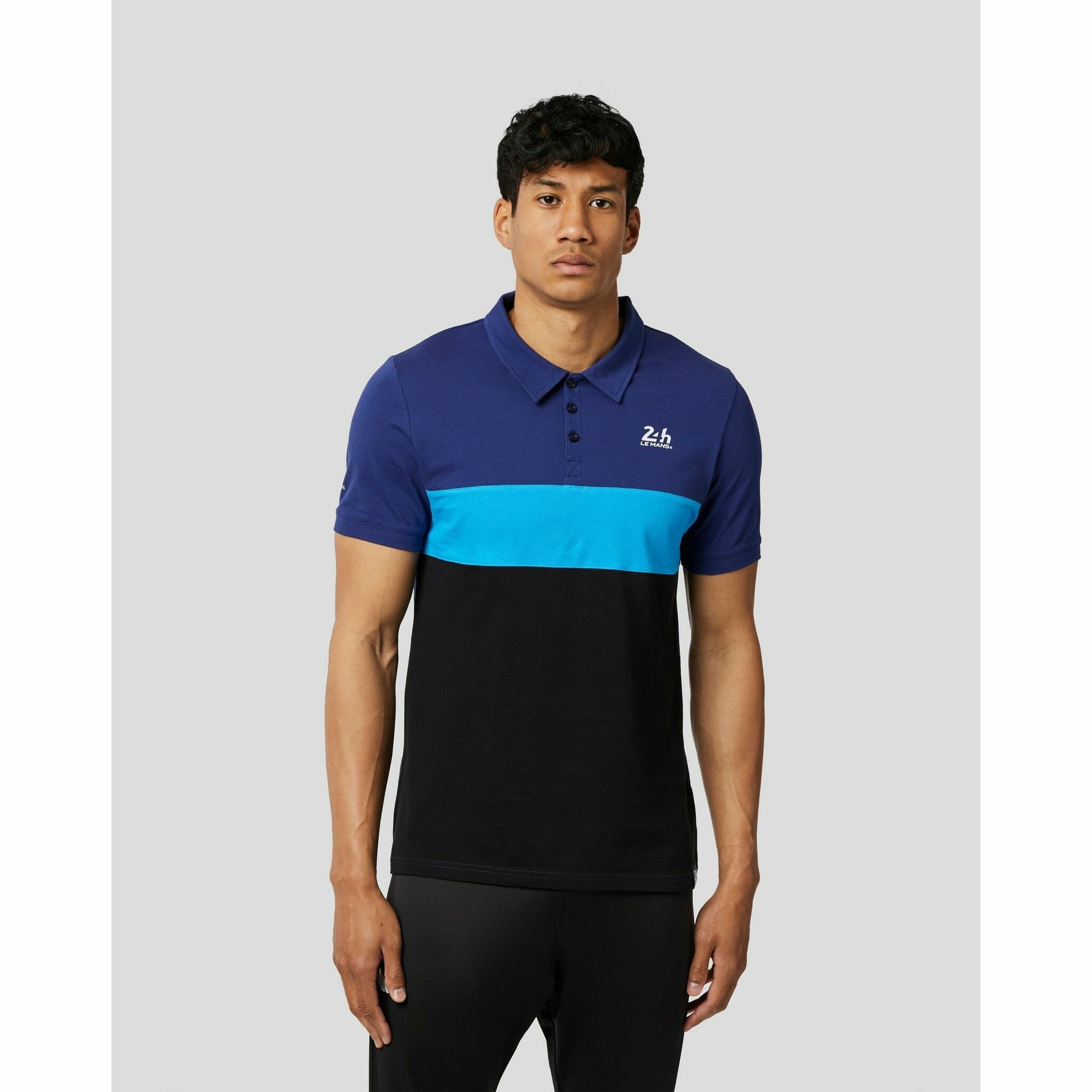 Le Mans 24 Hours Men's Heritage Small Logo Tri-Color Polo- Navy/Black ...
