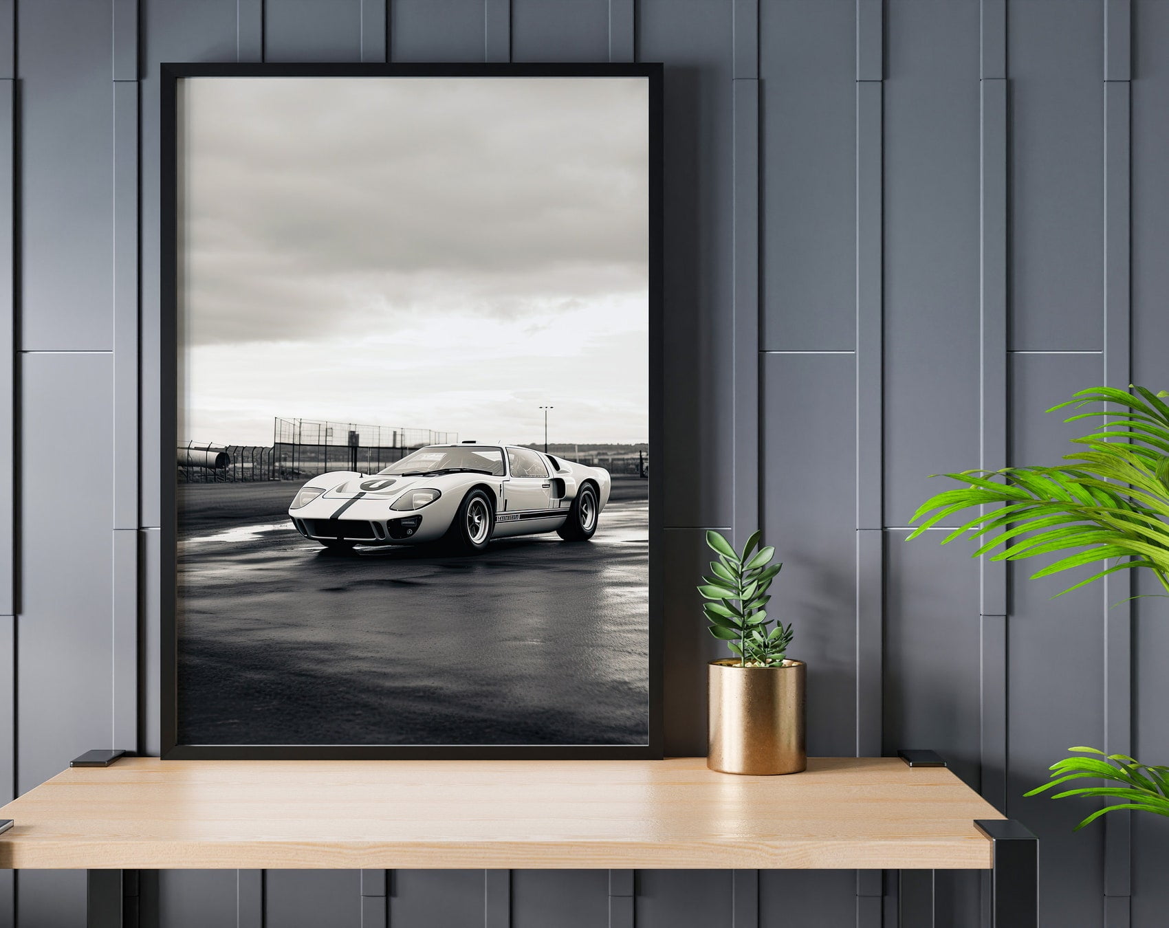 Le Mans Ford GT40 Black & White Print Classic Car Poster Print Art ...