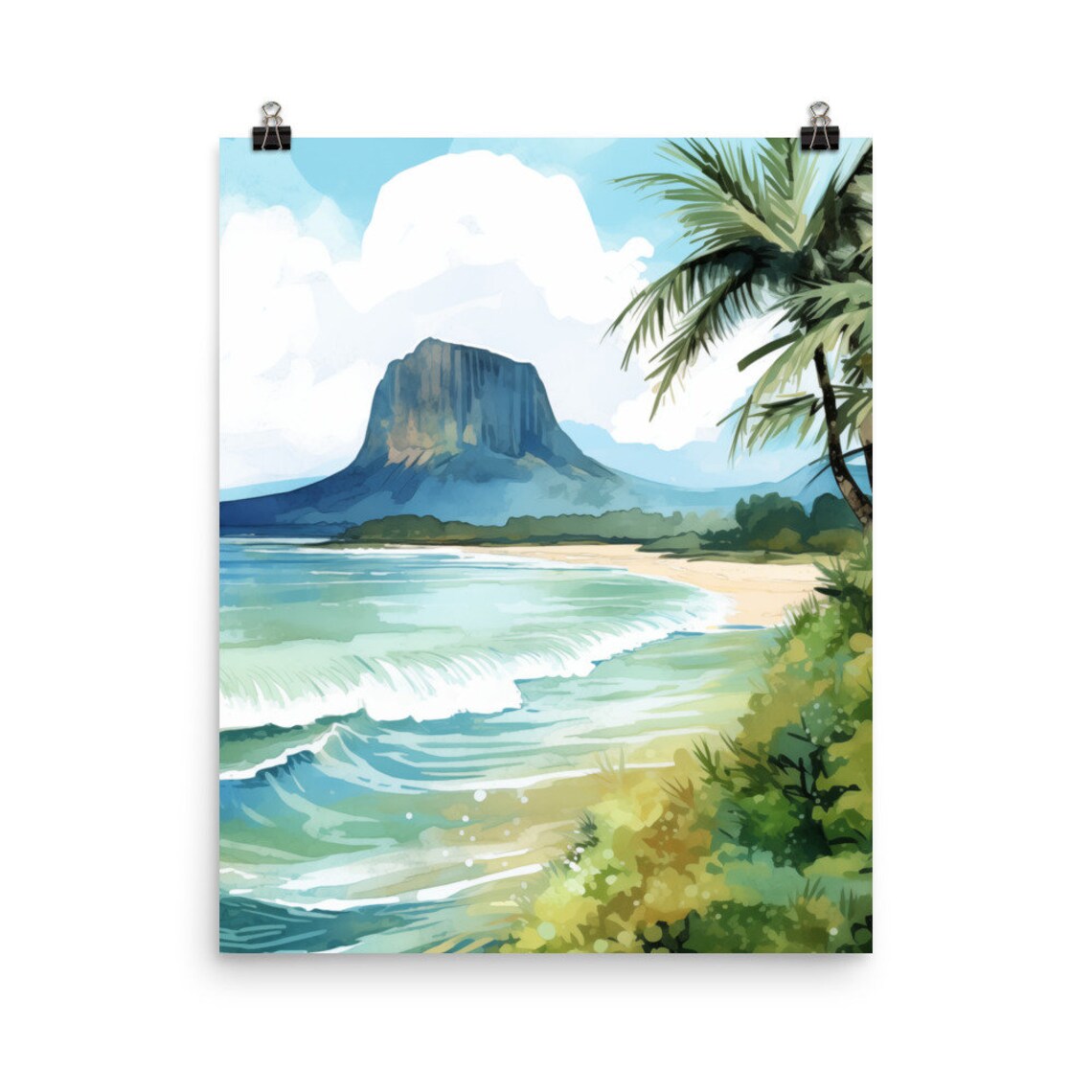 Le Morne Brabant Print, Mauritius Tropical Wall Art, Coastal Seascape ...