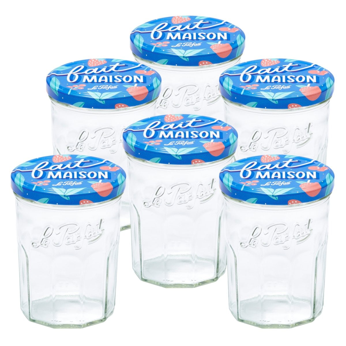 Le Parfait 385ml Faceted French Glass Crystal Fancy Top Round Set - Jam ...