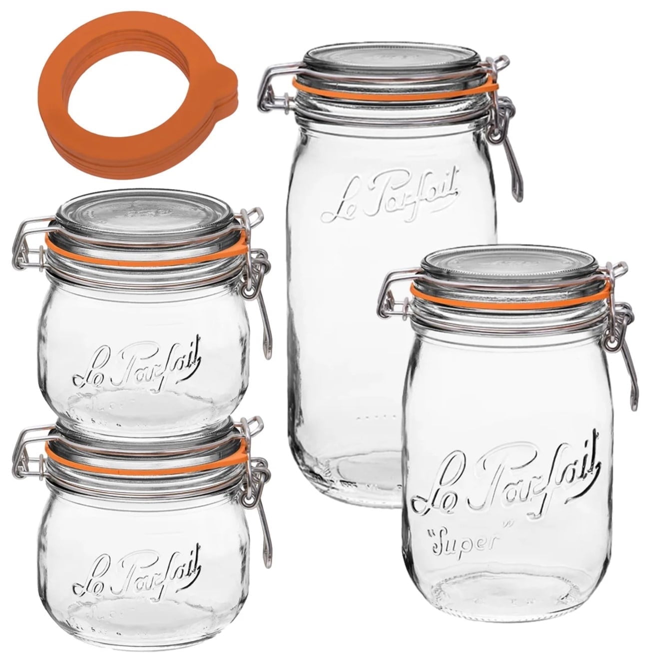 Le Parfait Super Canning Glass Jars, Set of 4, BPA-Free, Made in France ...