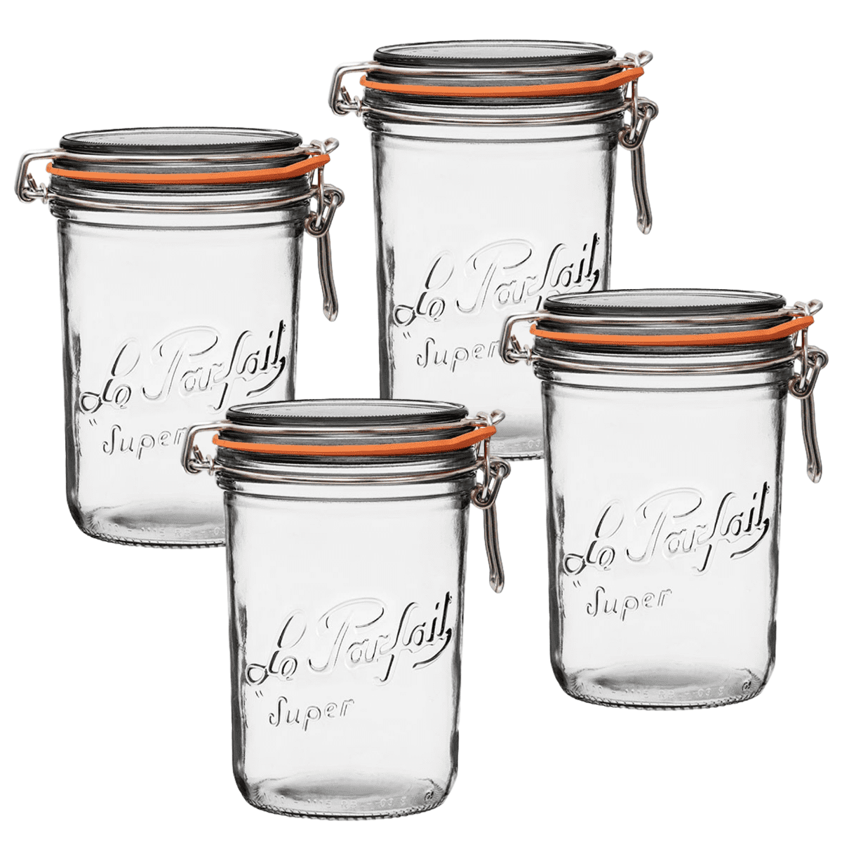 Le Parfait 1L French Glass Canning Jar, Airtight Seal & Lid, Quart Size ...