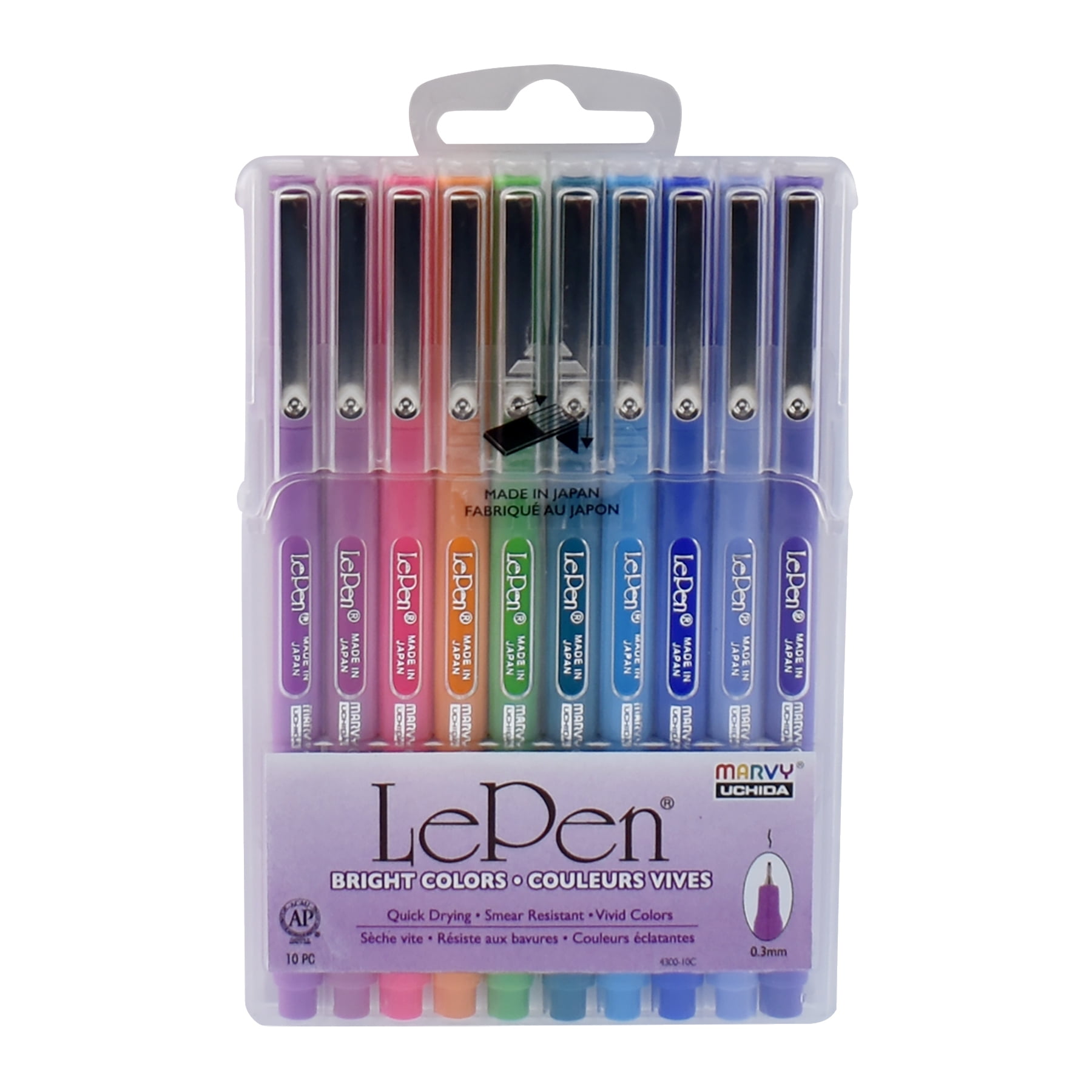Le Pen Brand , LePen, Felt Tip Pens, Bright Colors, Medium Point, 0.3 ...