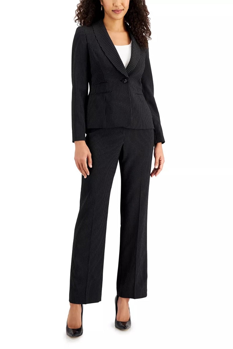 Le Suit Shawl Collar Long Sleeve Button Closure Shoulder Pads with Mid ...