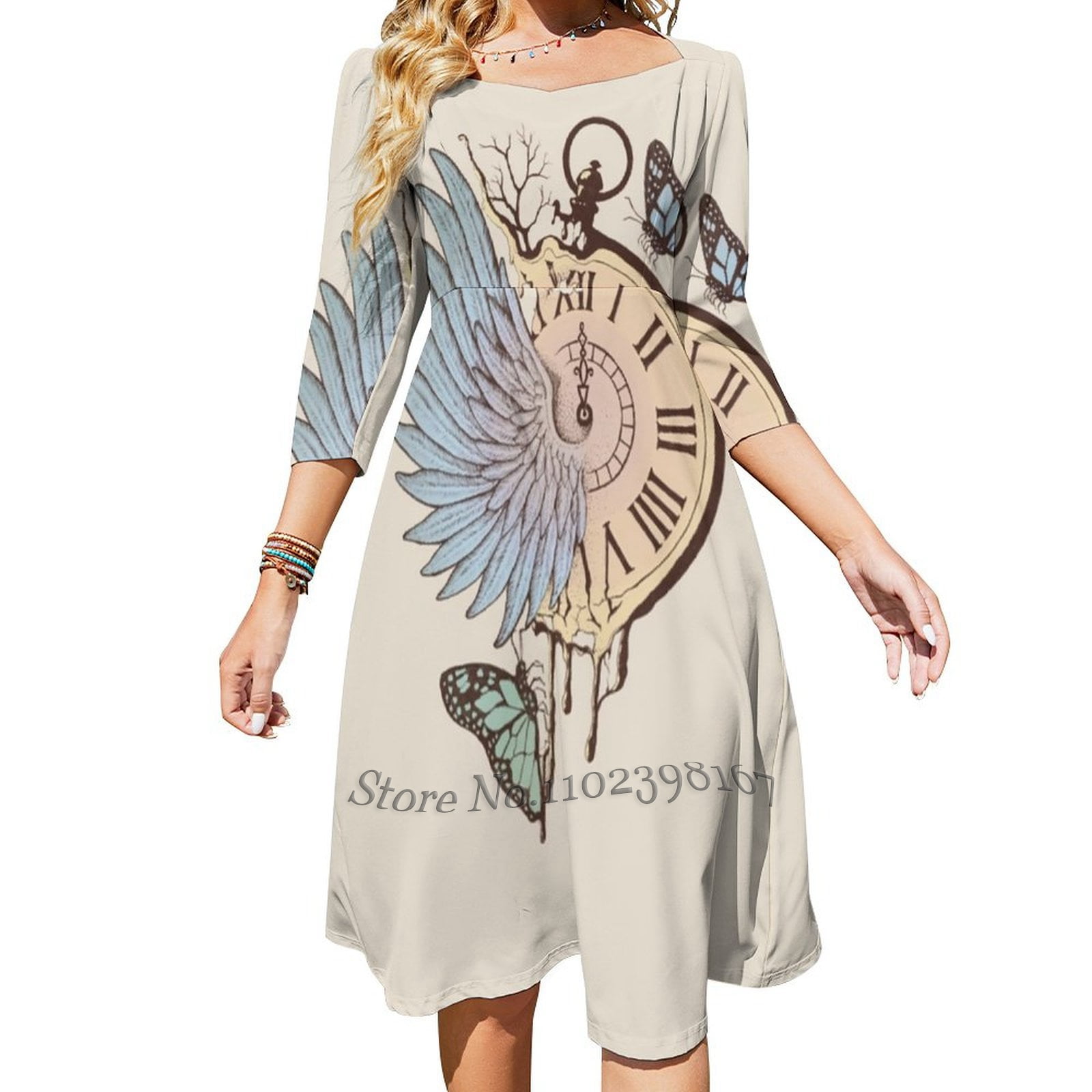 Le Temps Passe Vite ( Time Flies ) Square Neck Dress New Plus Size ...