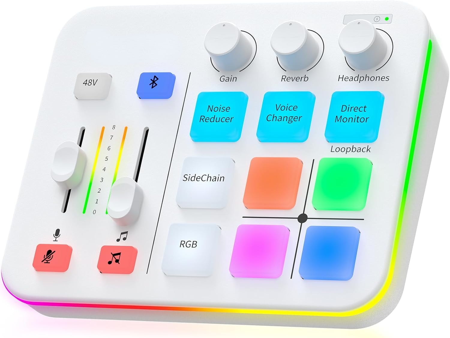 Le Vechtoo Gaming Audio Mixer, Audio Interface with Pro-preamp, RGB ...