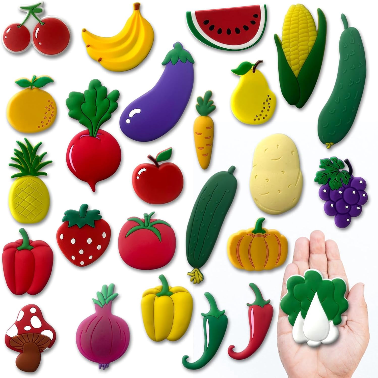 Le Vechtoo Toddlers 1-3 Fridge Learning Gift - 25pcs Fruit & Vegetable ...