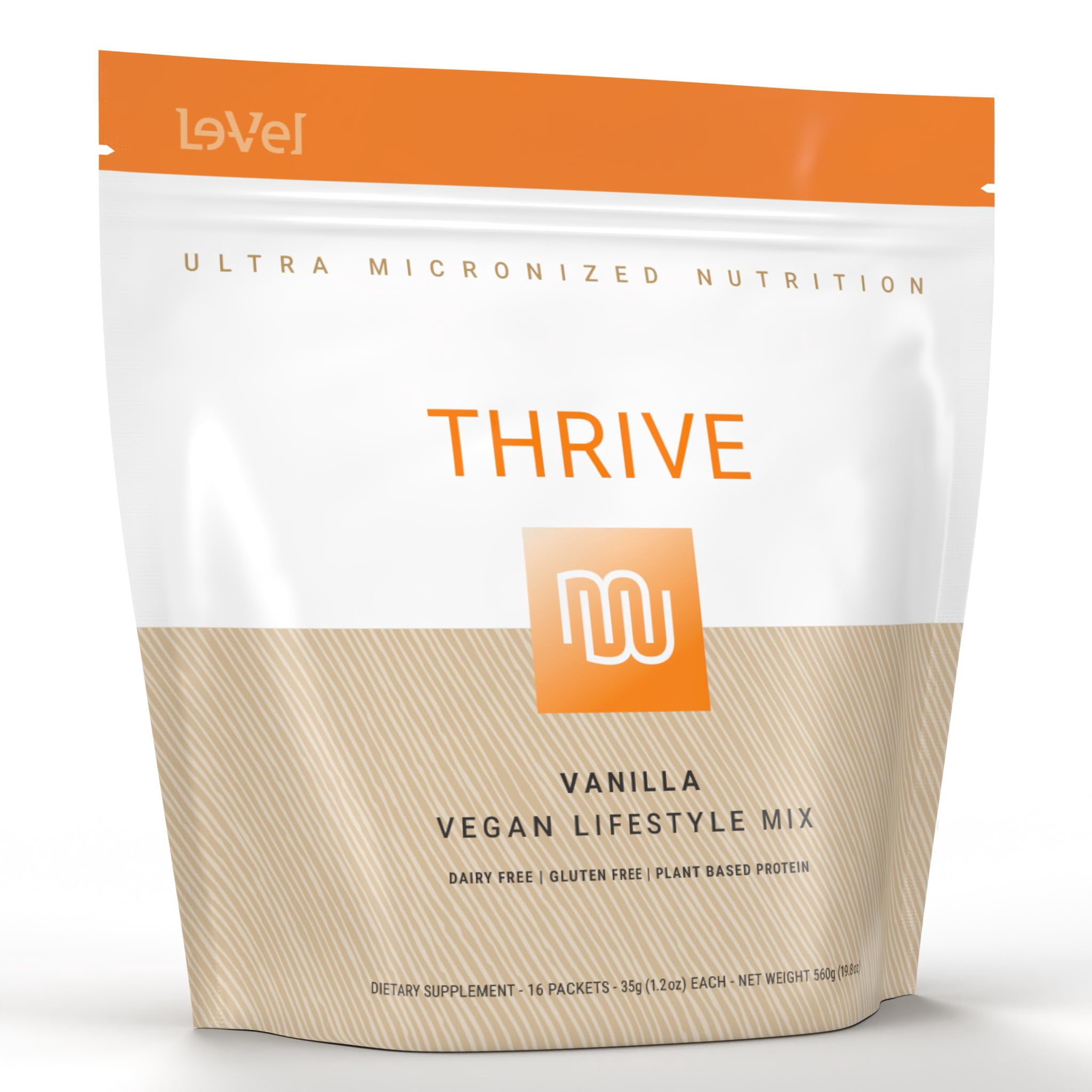 Le-Vel Thrive Vegan Protein Shake | 16 Packets 35g | Gluten-Free, Plant ...